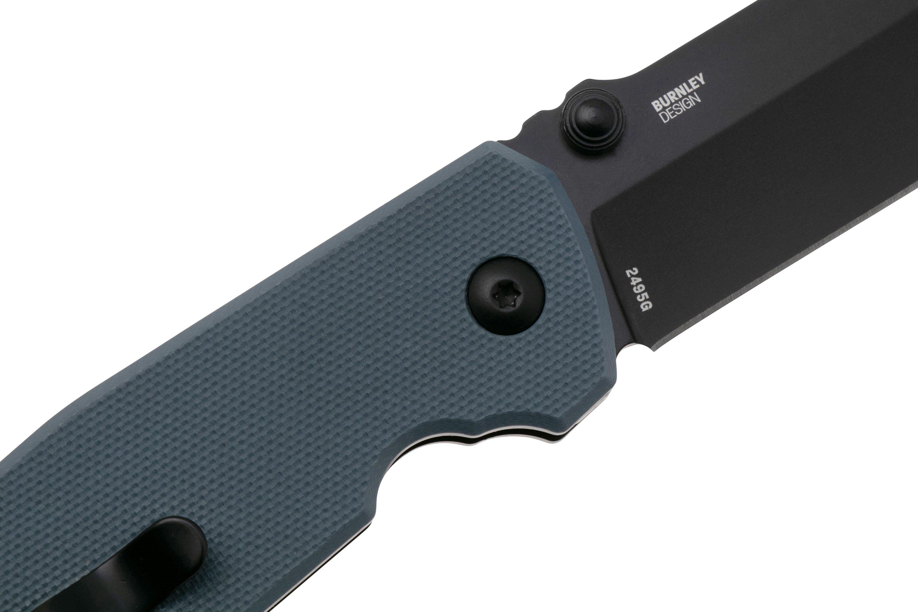 CRKT Squid XM Button Lock 2495G Black Oxide D2, Gray G10, pocket knife ...