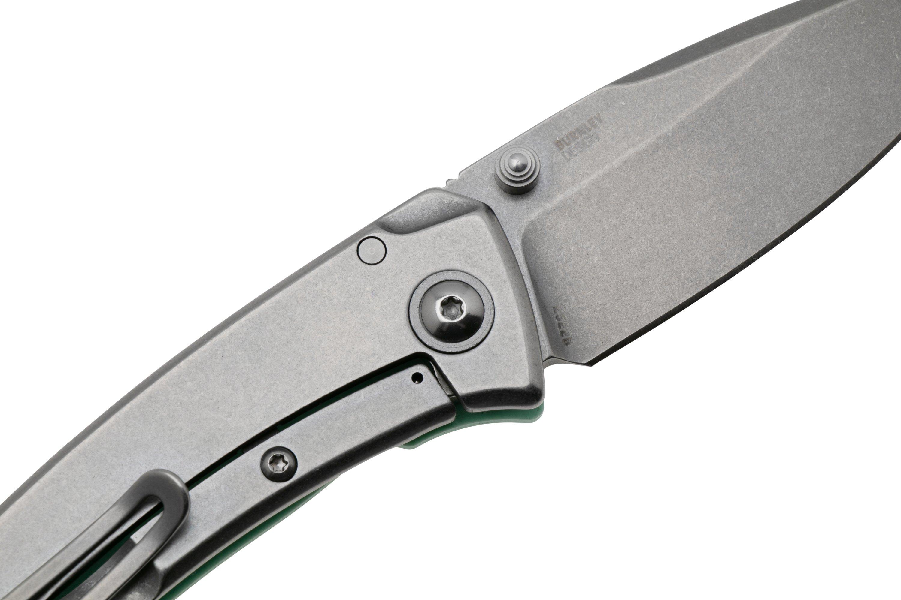 CRKT Tuna Compact 2522B Stonewashed 14C28N, Aqua Green G10, pocket ...