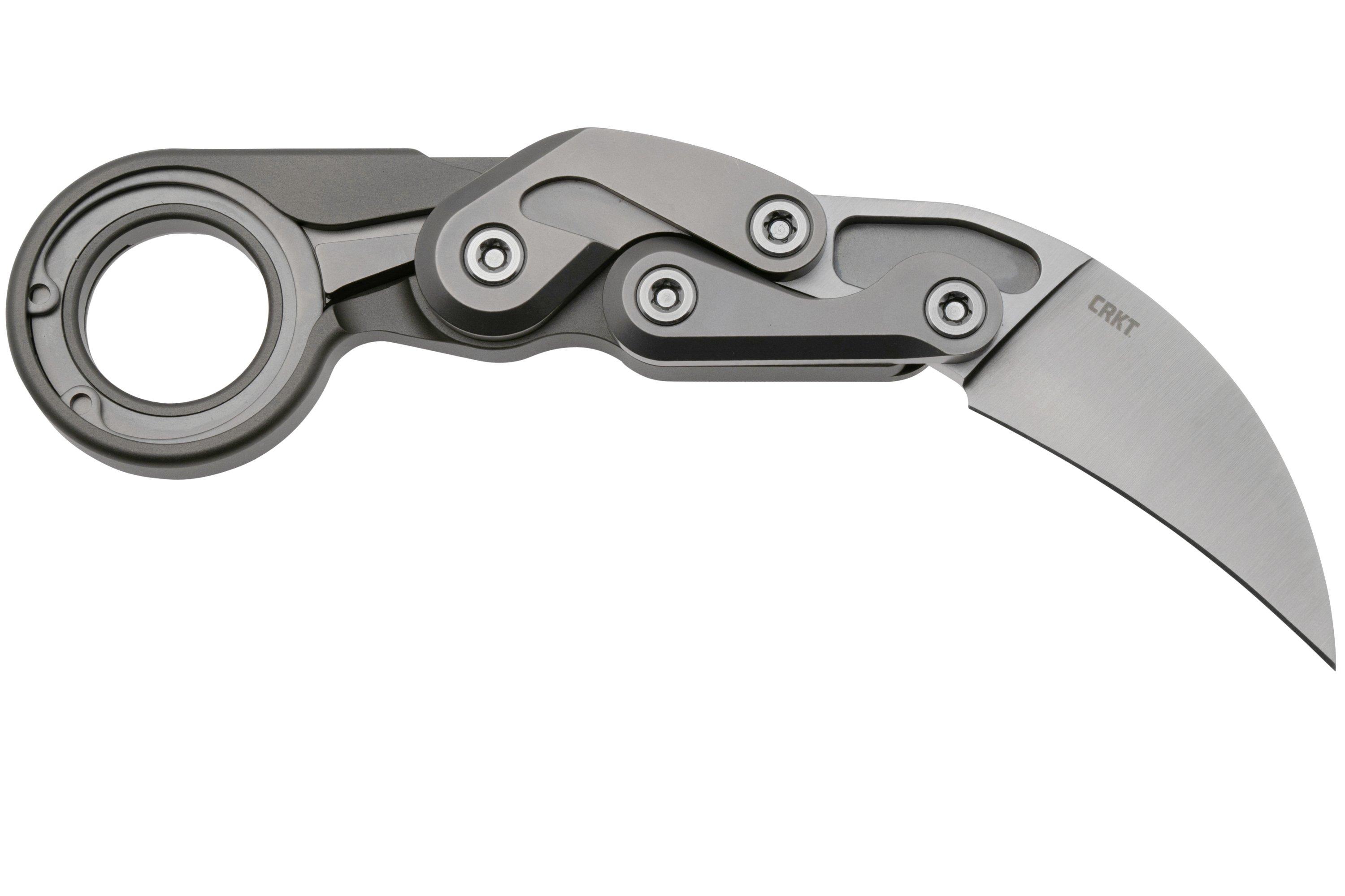 CRKT Provoke 4040G Satin D2, Gray Aluminum, Kinematic Karambit pocket ...