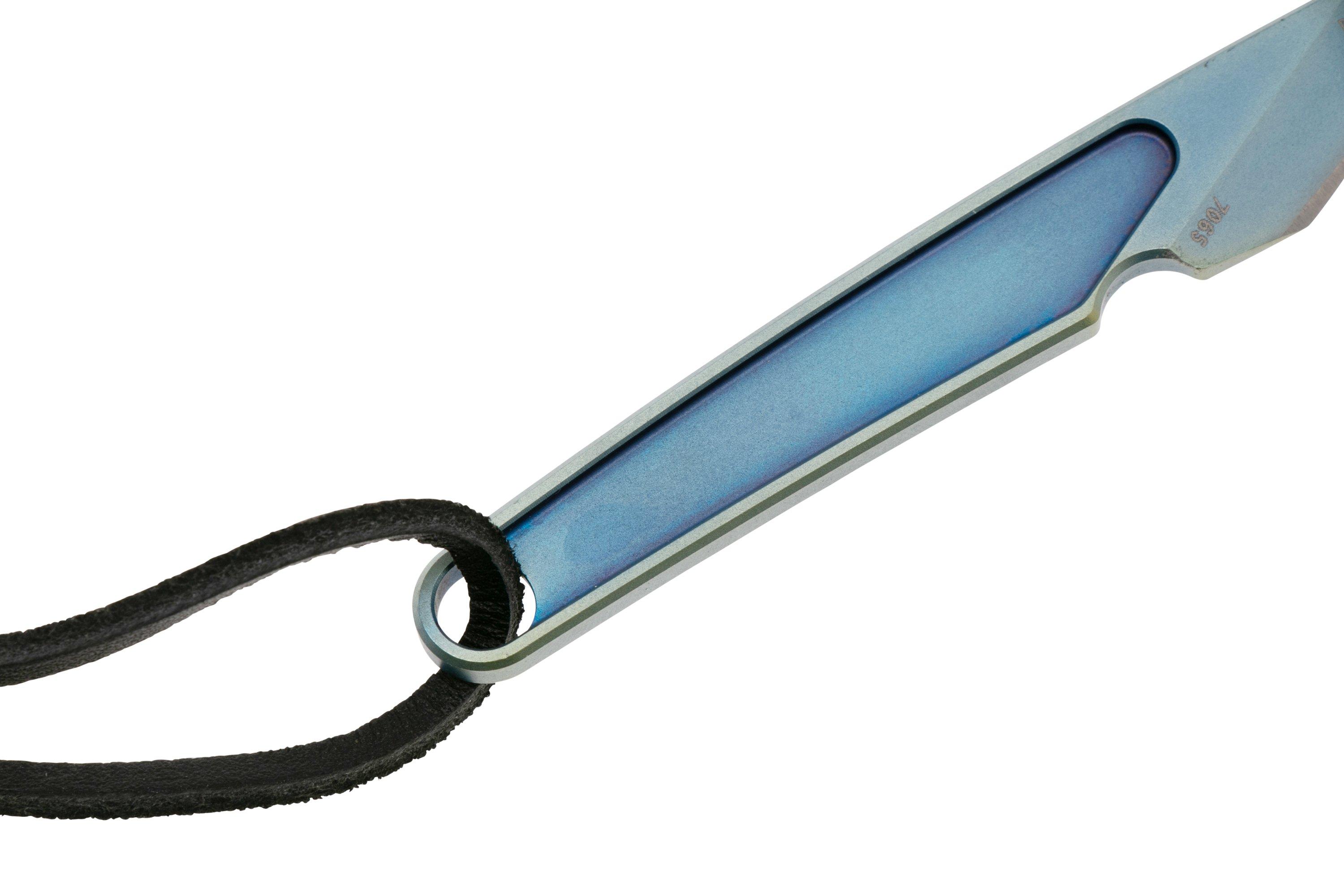 CRKT HangTi Kiridashi 7065 Blue Titanium Nitride Titanium, neck knife ...