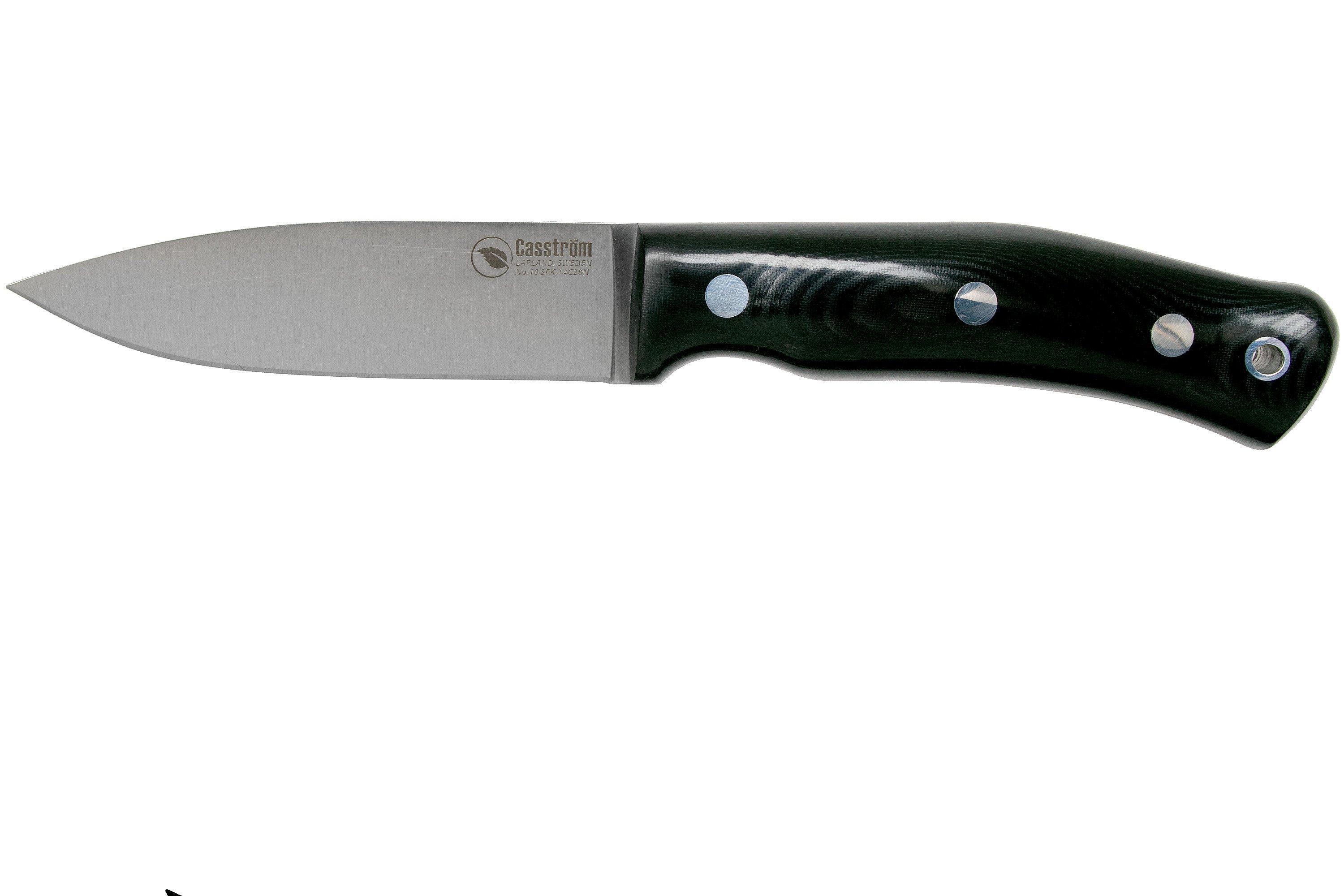 Casström No. 10 Swedish Forest Knife Black Micarta, 14C28N Flat Grind ...