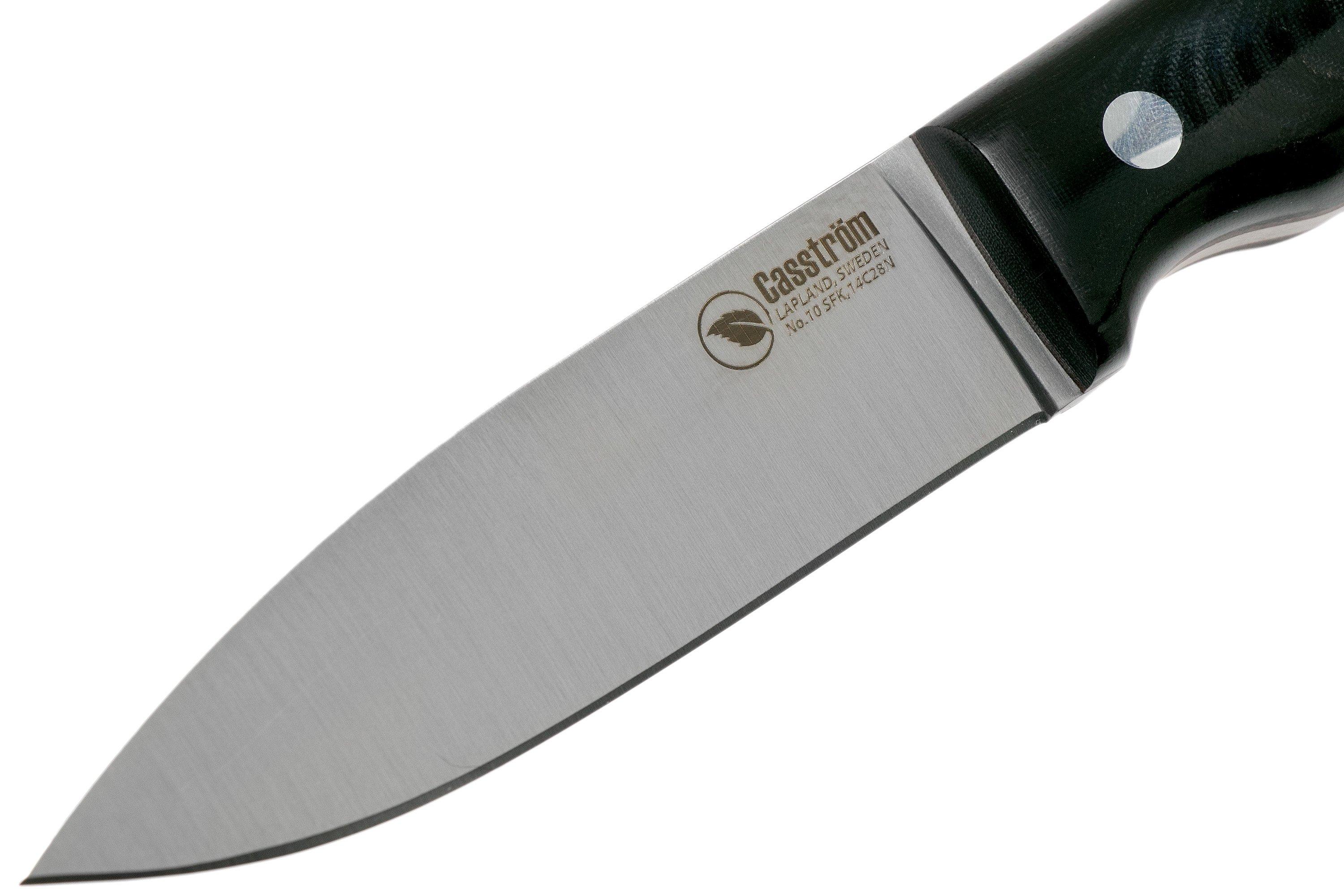 Casström No. 10 Swedish Forest Knife Black Micarta, 14C28N Flat Grind ...