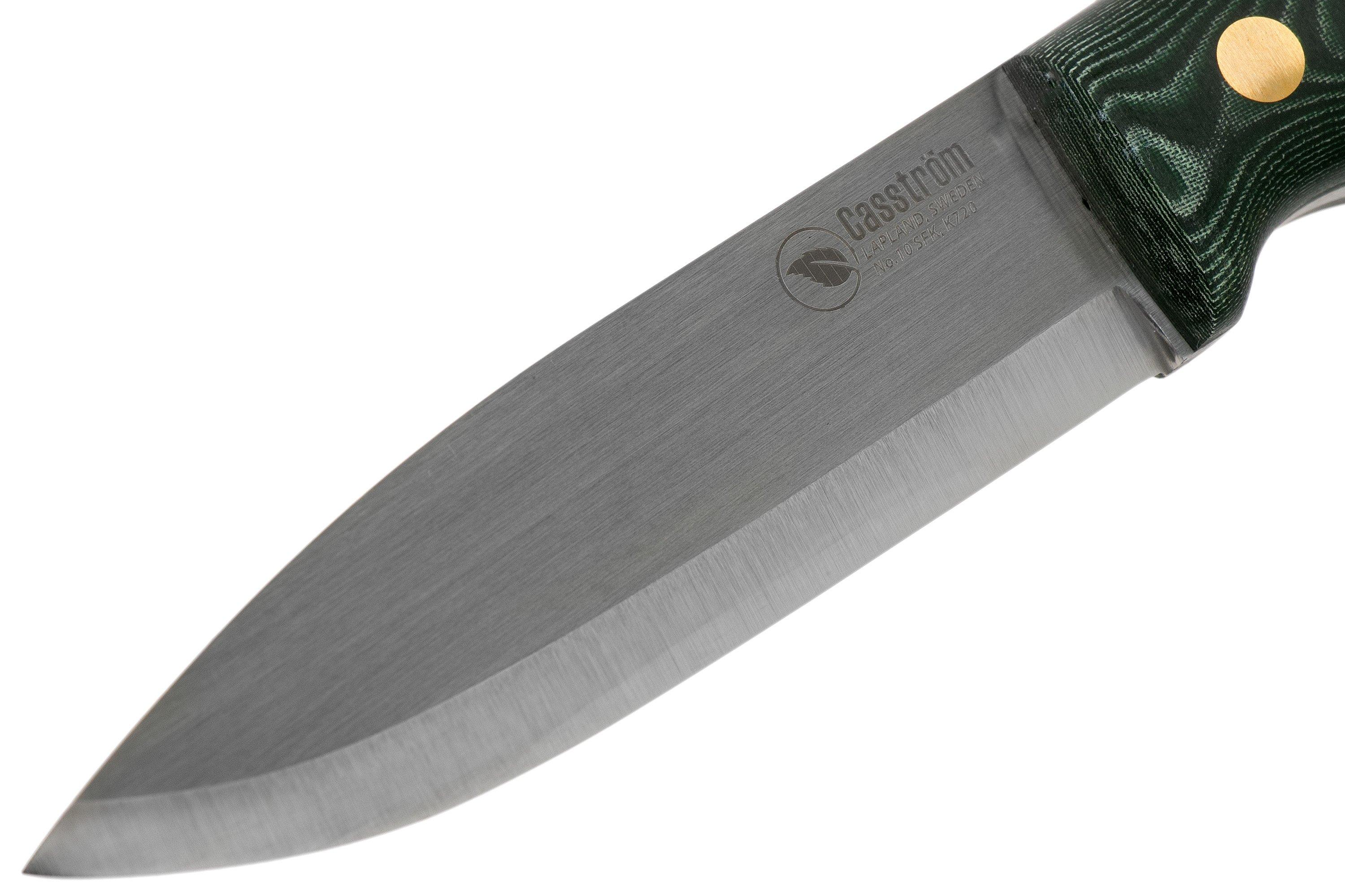 Casström No. 10 Swedish Forest Knife Green Micarta, K720 Scandi Grind ...