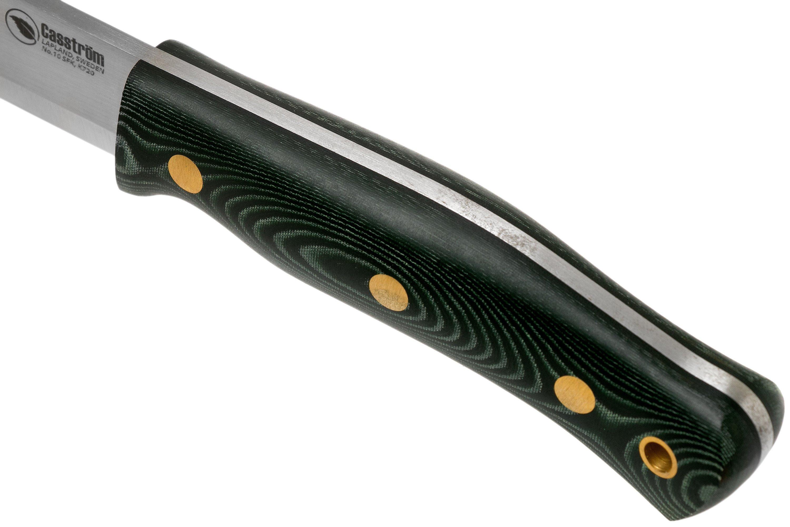 Casström No. 10 Swedish Forest Knife Green Micarta, K720 Scandi Grind ...