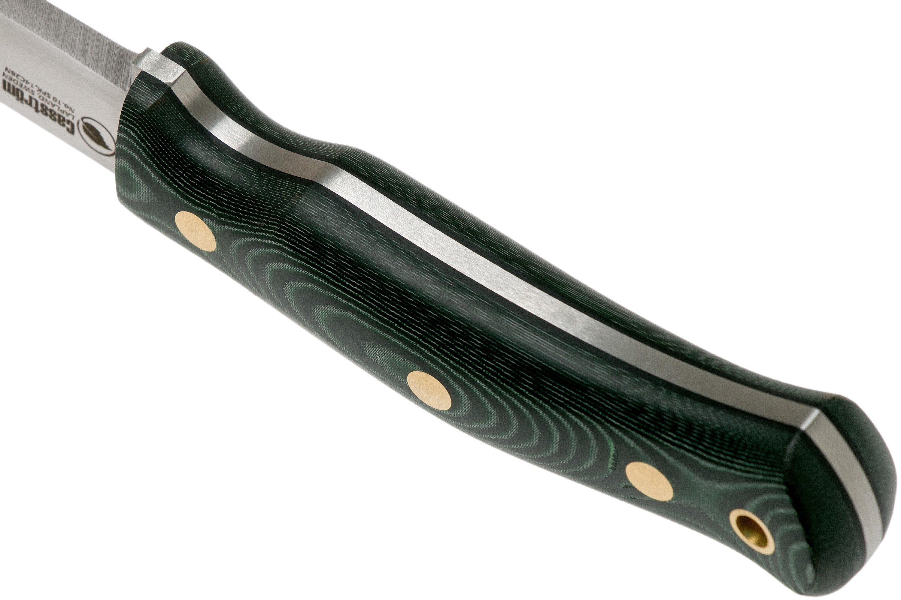 Casström No. 10 Swedish Forest Knife Green Micarta, 14C28N Scandi Grind ...