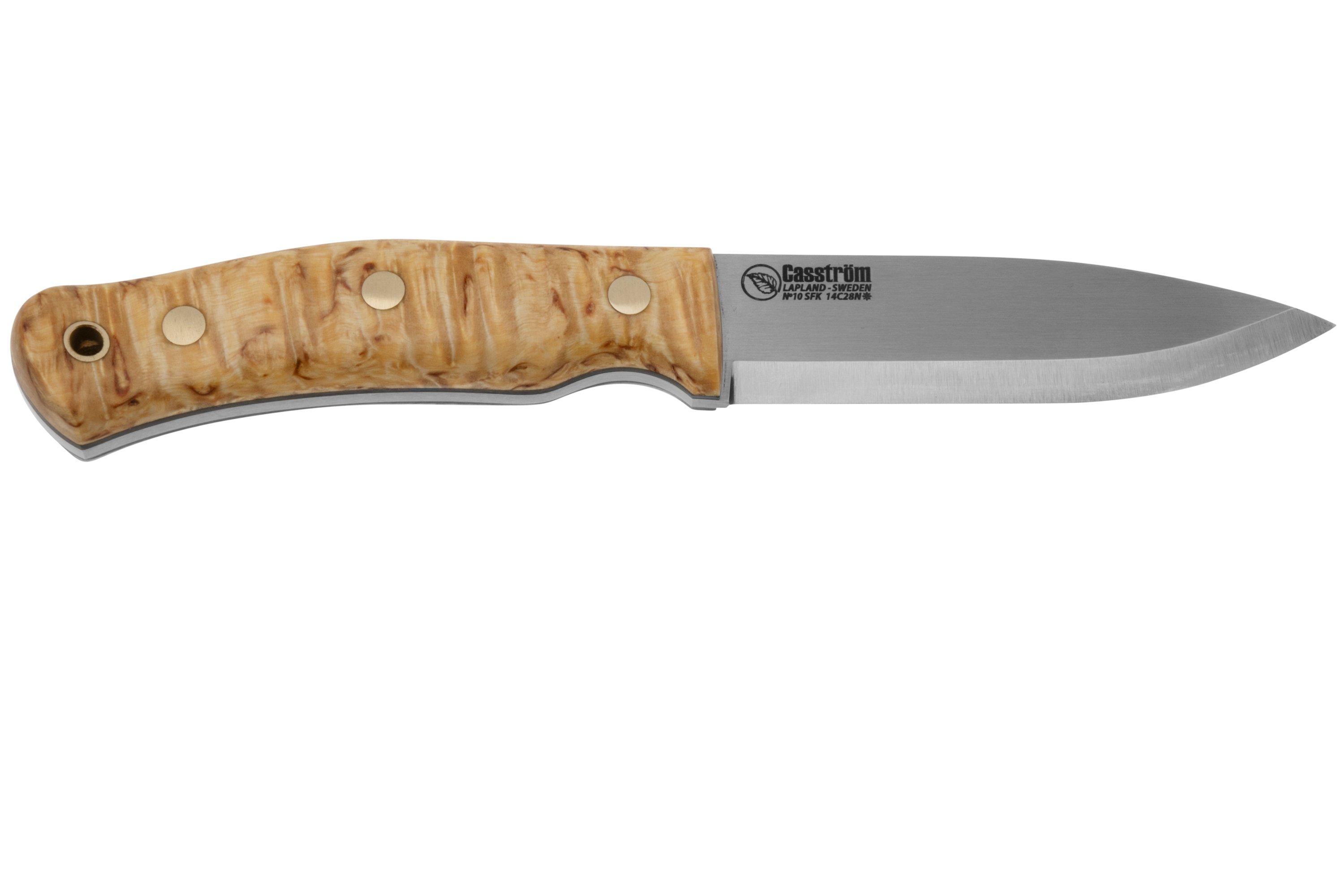 Casström No. 10 Swedish Forest Knife Scandi 14108, 14C28N Curly Birch ...