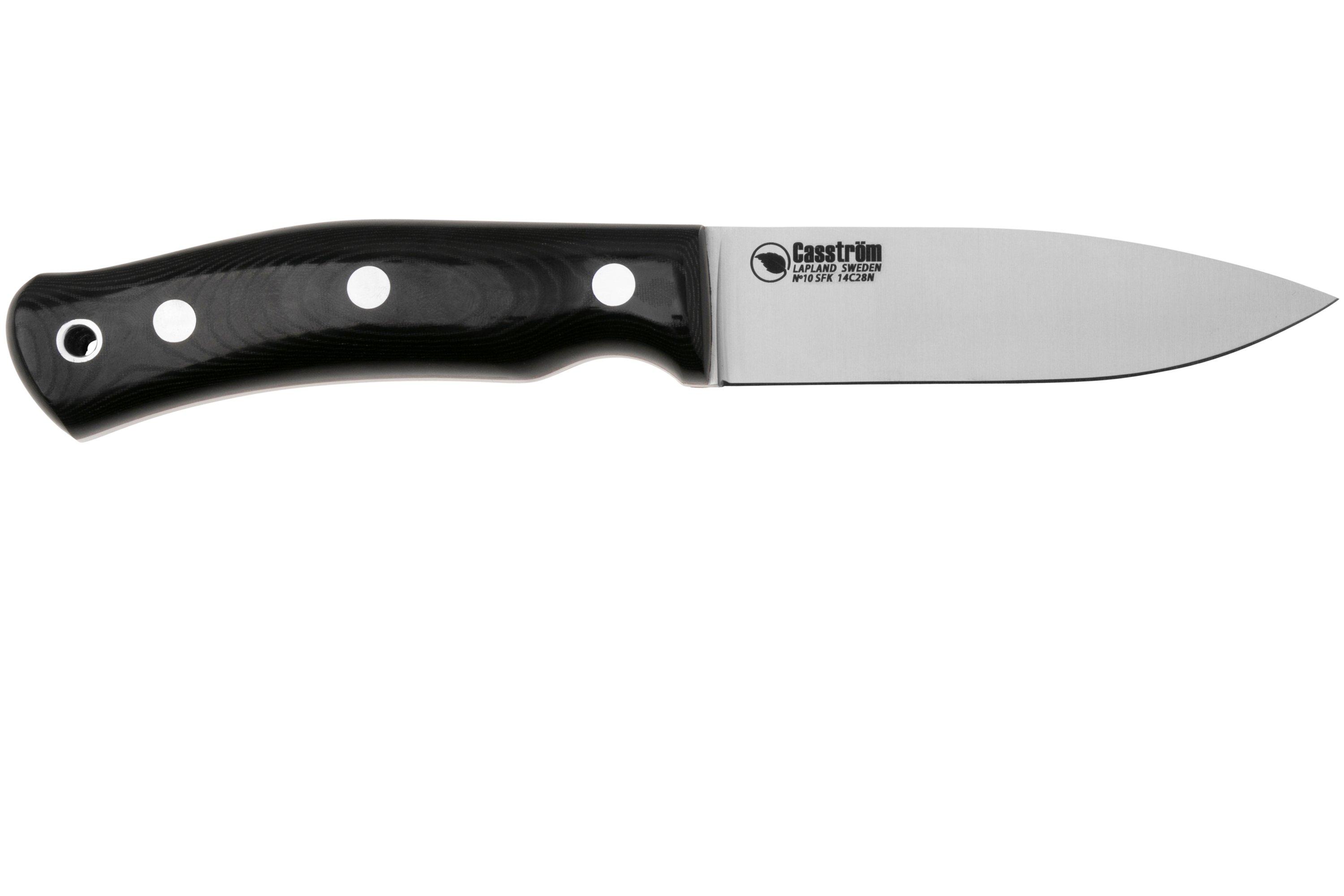 Casström No. 10 SFK 14120, 14C28N Black G10 Kydex, bushcraft knife ...