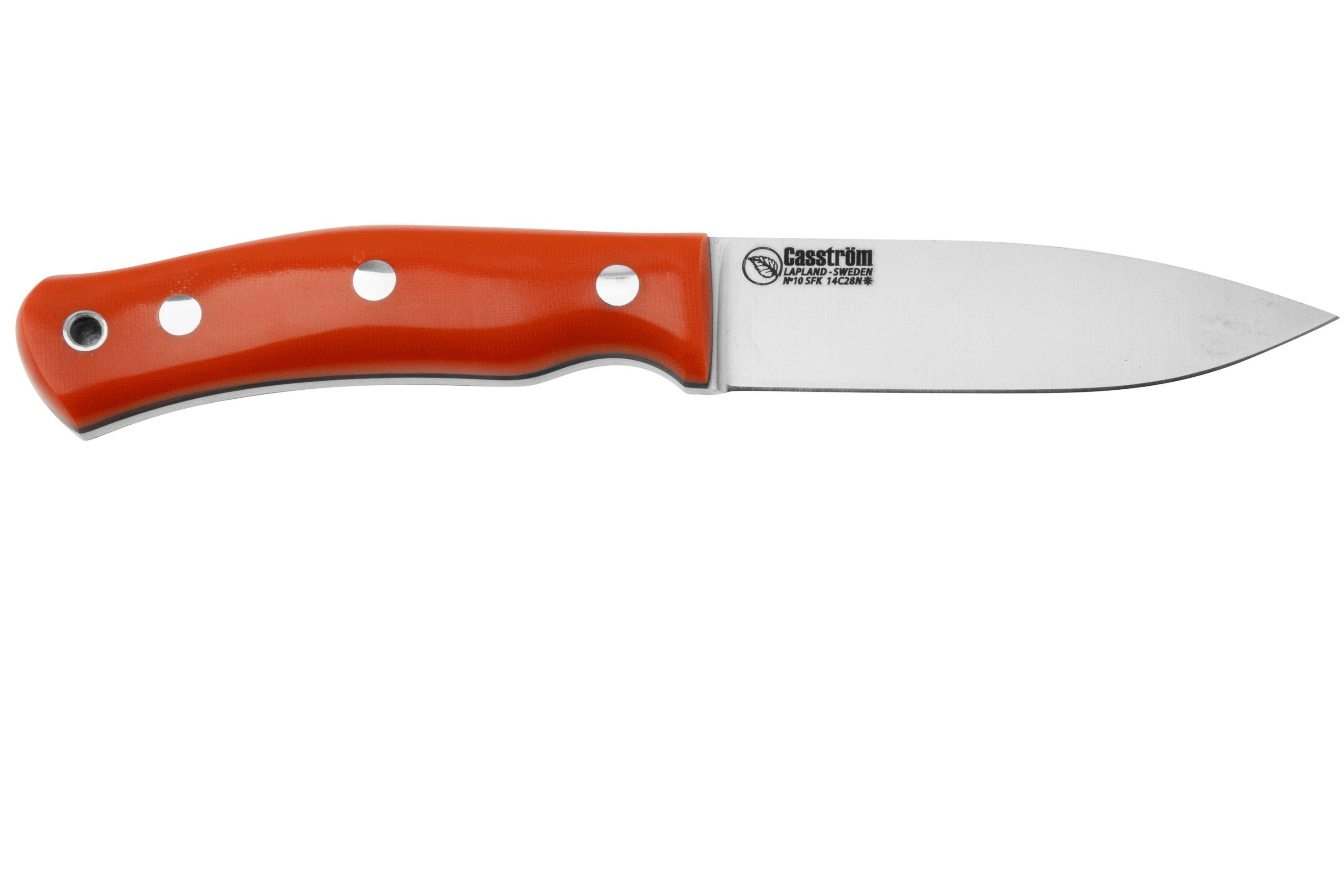 Casström No. 10 Swedish Forest Knife Flat 14130, 14C28N Orange G10 ...