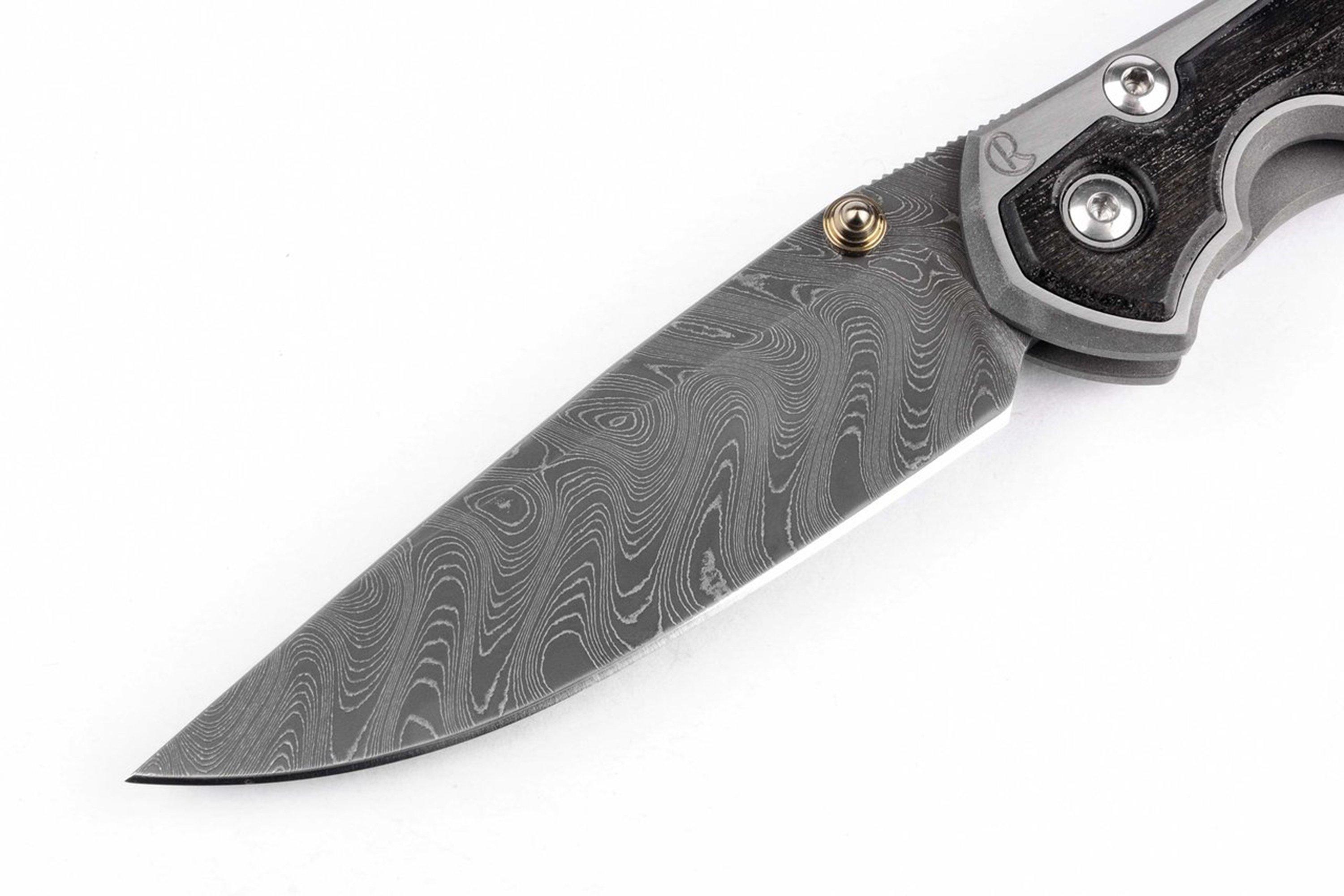 Chris Reeve Small Sebenza 31 Inlay Bog Oak Damascus Boomerang Drop ...