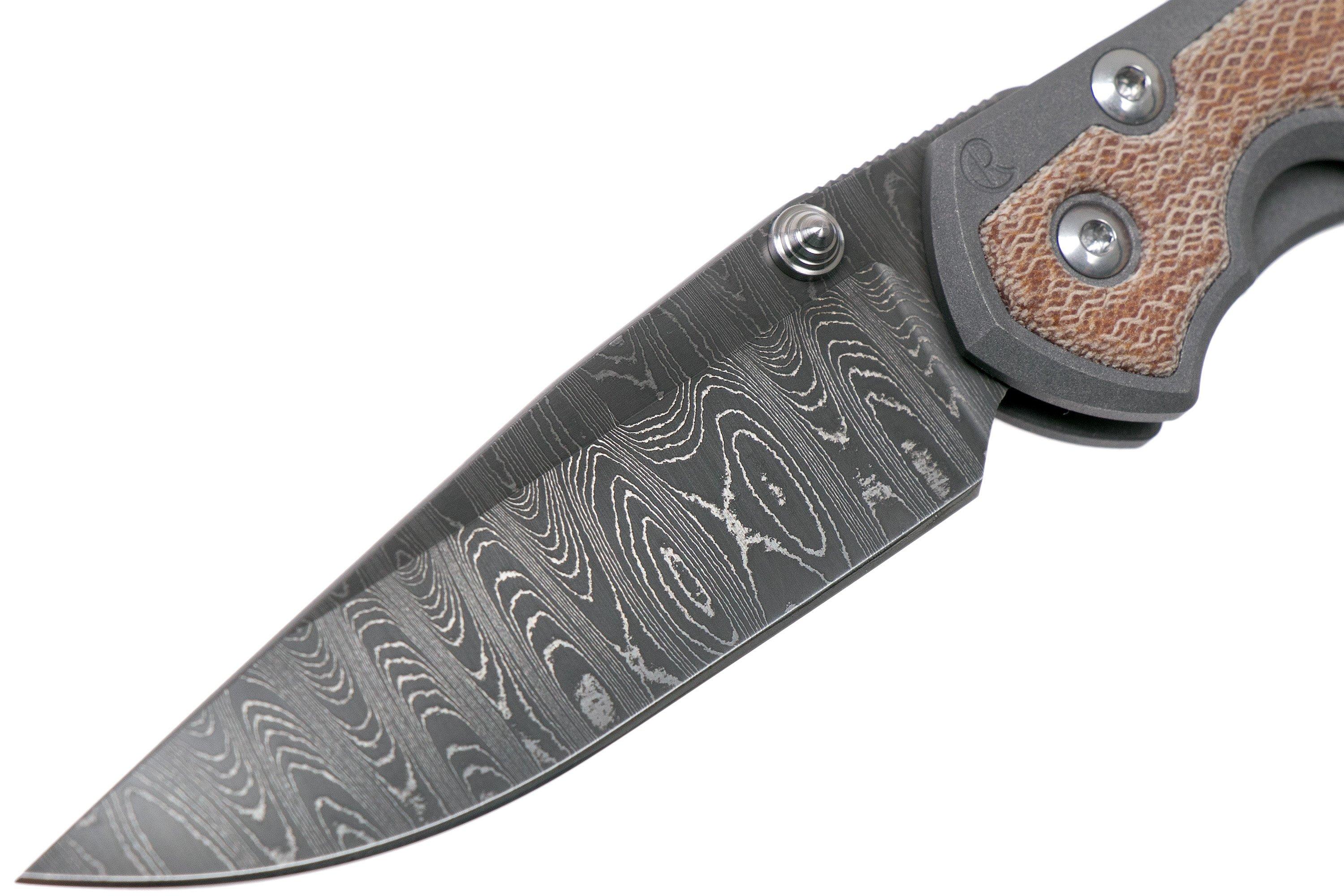 Chris Reeve Sebenza 31 Small Natural Canvas Micarta Ladder Damascus S31 ...