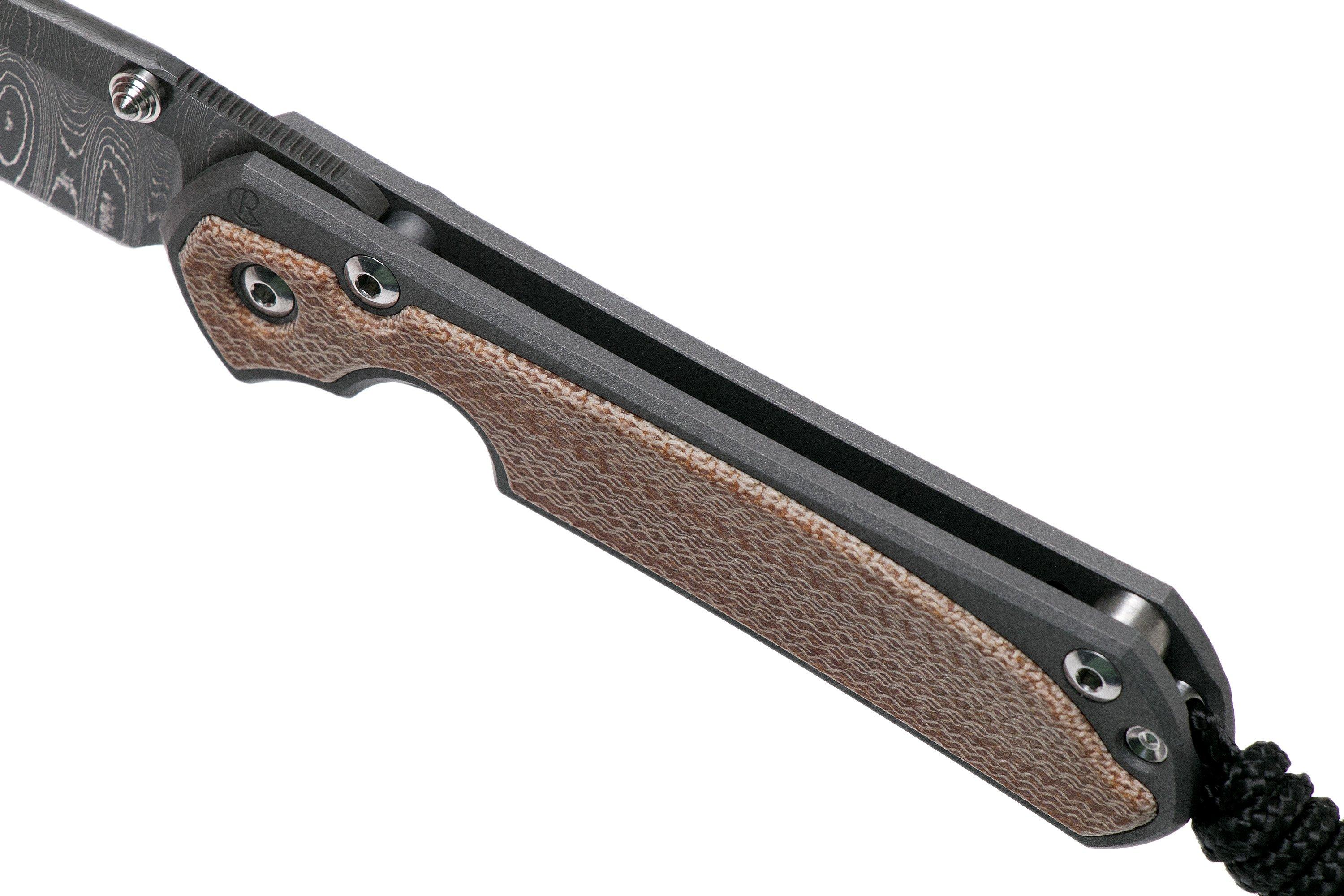 Chris Reeve Sebenza 31 Small Natural Canvas Micarta Ladder Damascus S31 ...