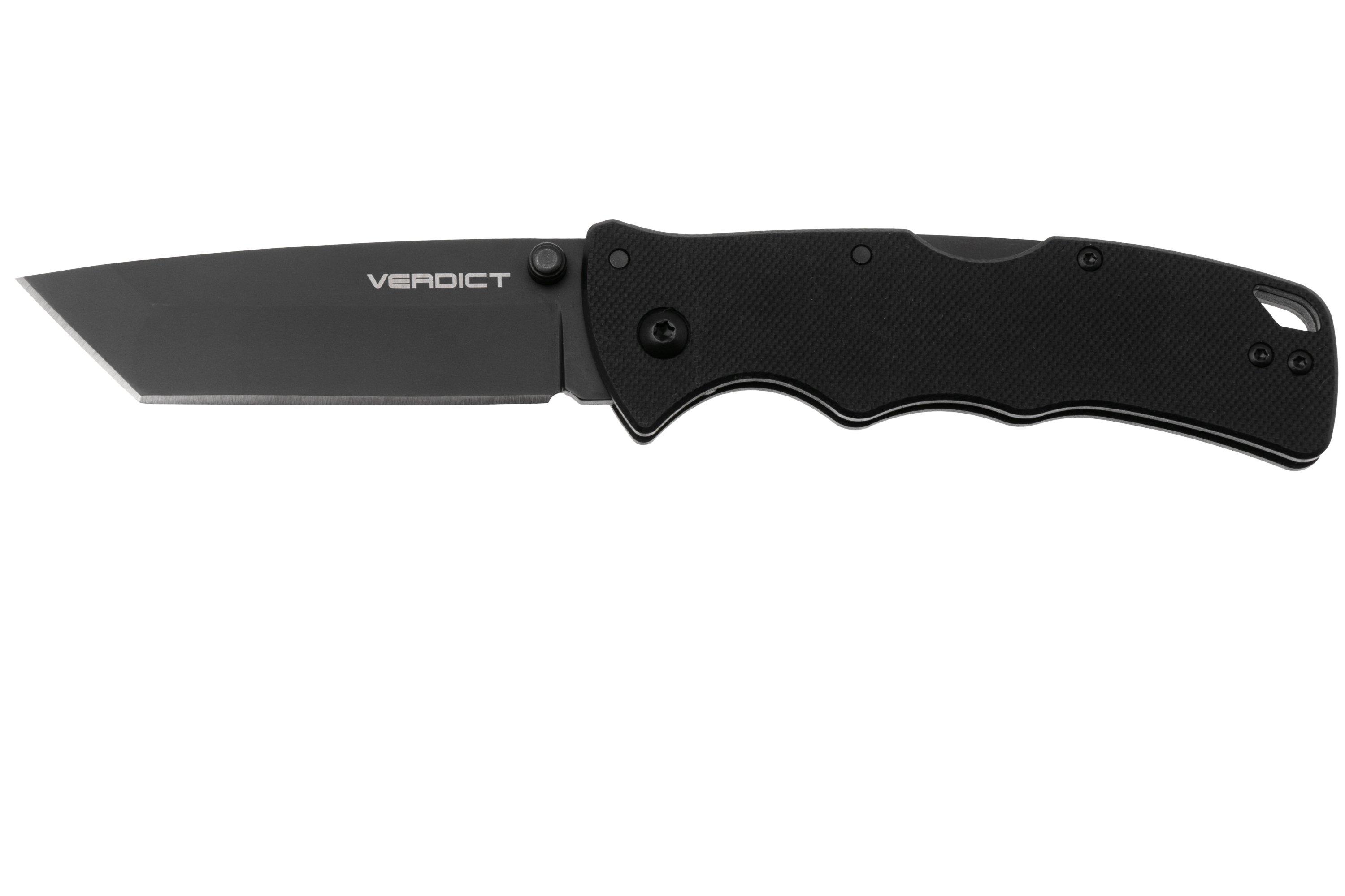 Cold Steel Verdict Tanto FL-C3T10A, DLC AUS10A, Black G10, pocket knife ...