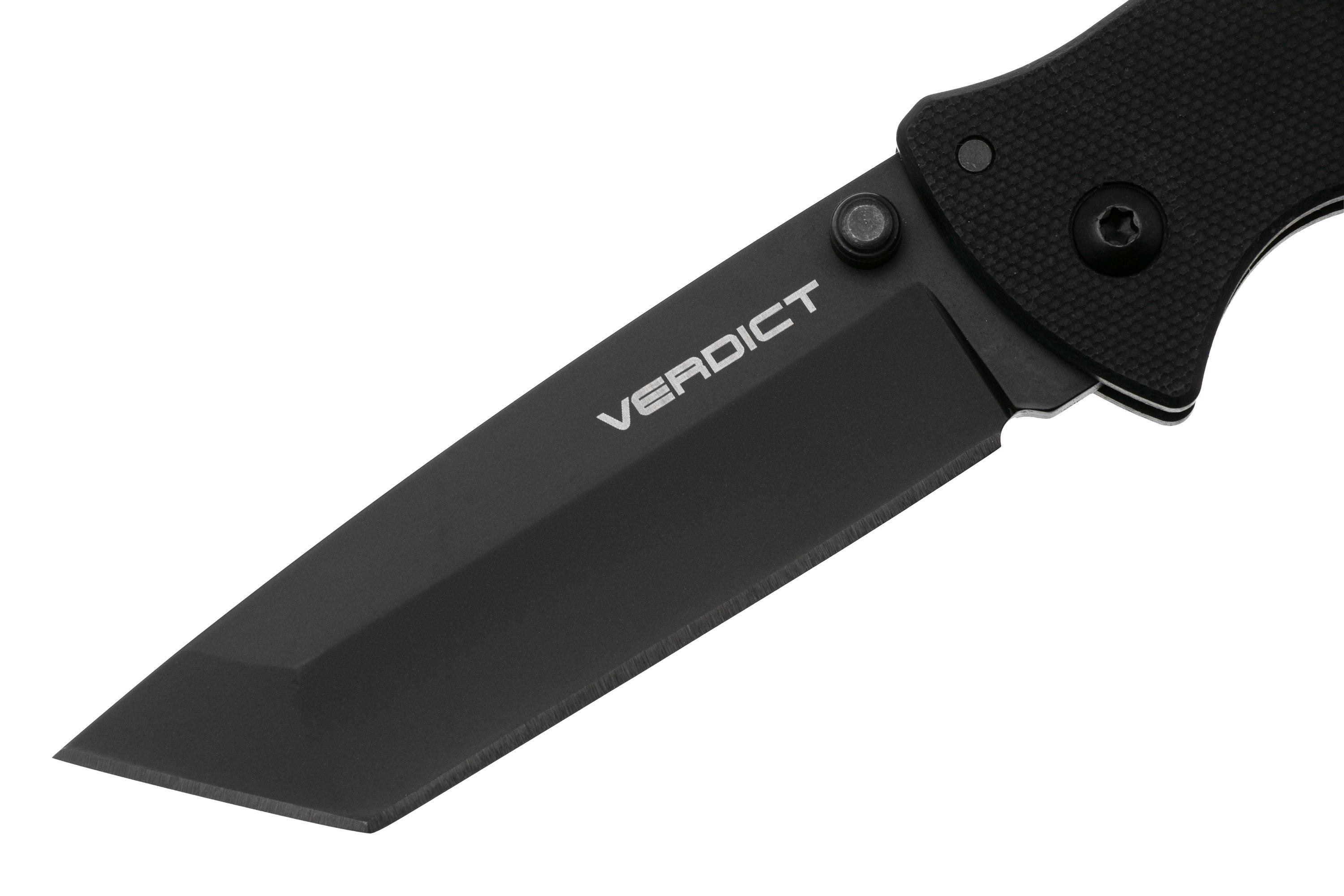Cold Steel Verdict Tanto FL-C3T10A, DLC AUS10A, Black G10, pocket knife ...