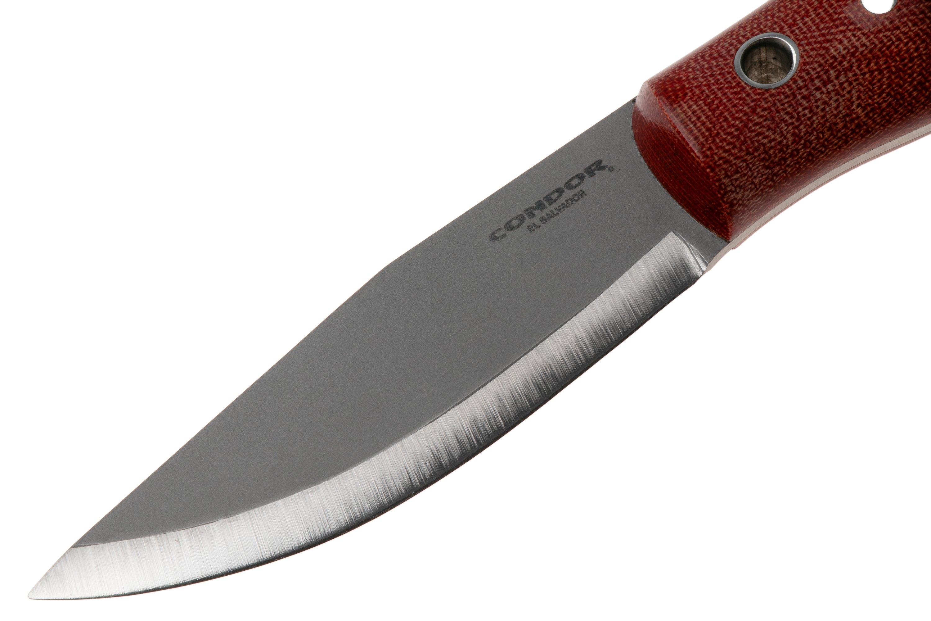 Condor Firewater Knife CTK3981-4.4-SS Bead Blasted 14C28N, Red Micarta ...