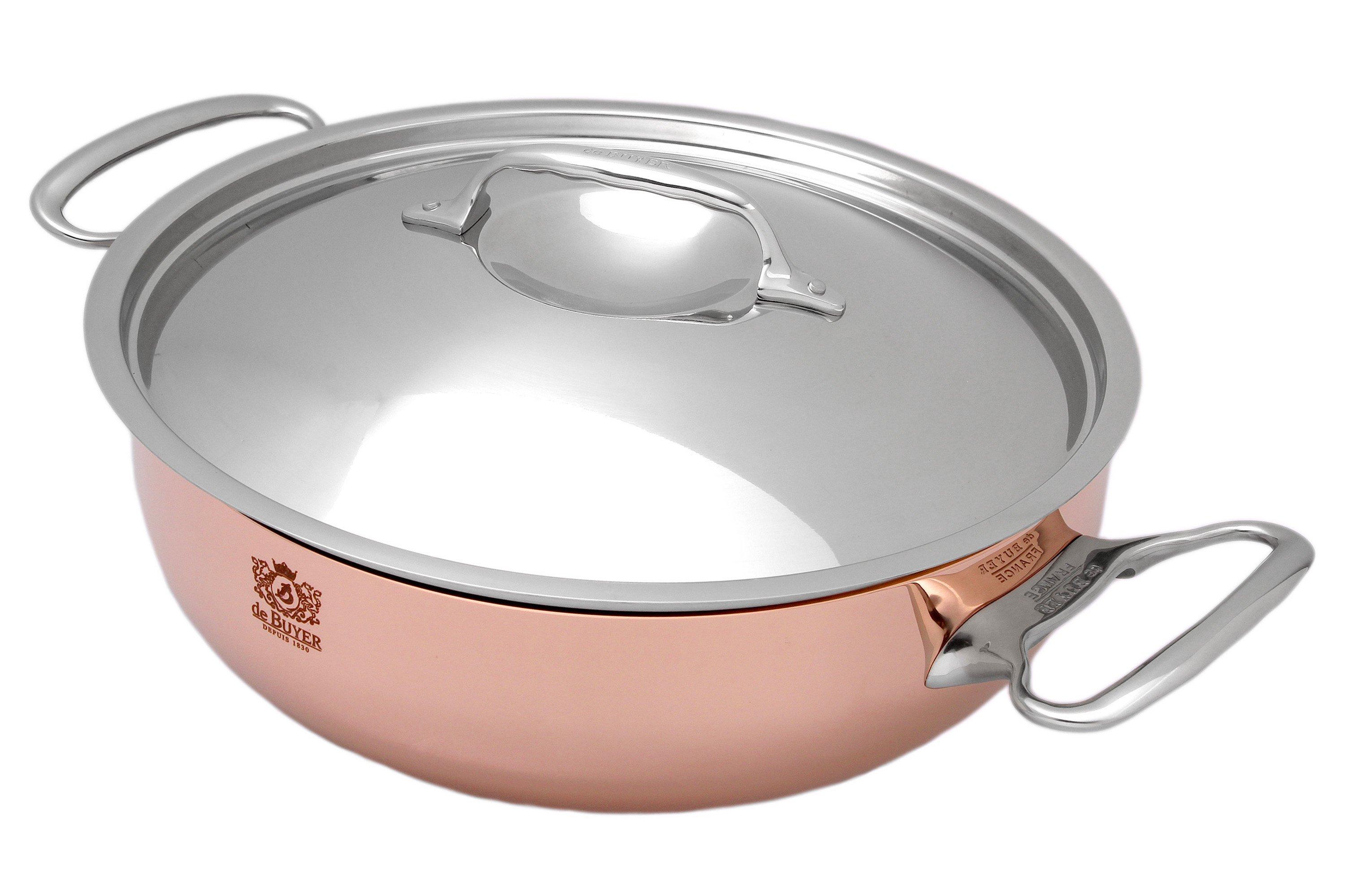 de Buyer Prima Matera copper sauté pan 28 cm stainless steel lid 6232. ...