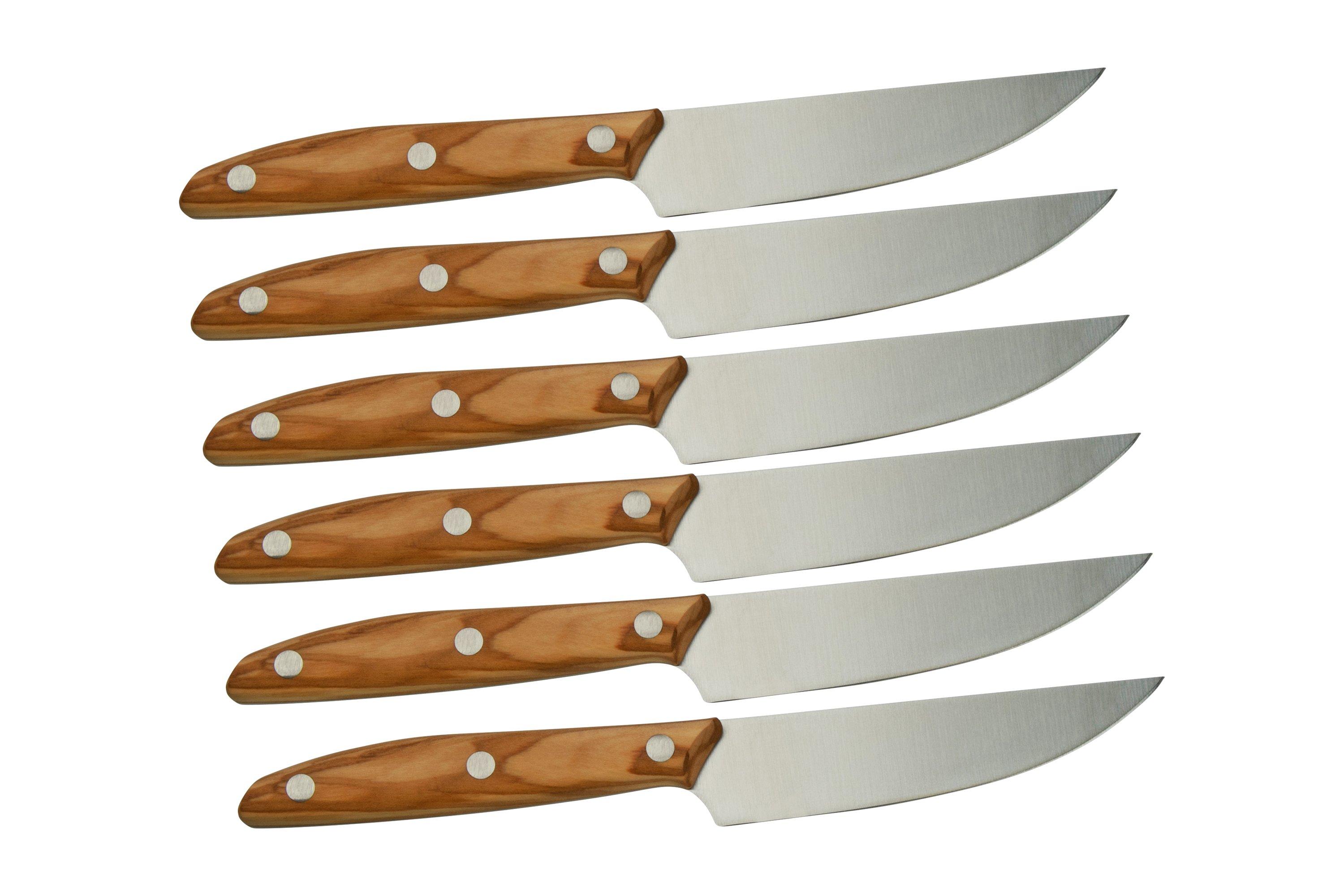 Due Cigni 1896 America DG2C1019OLSET6, 6-piece steak knife set, olive ...