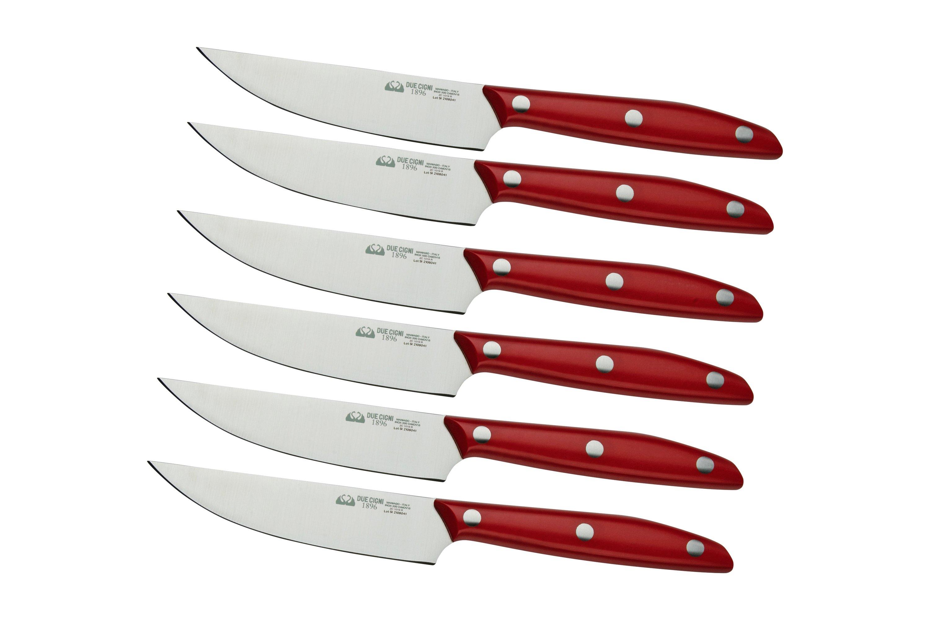Due Cigni 1896 America 2C1019RSET6, 6-piece steak knife set, red ...
