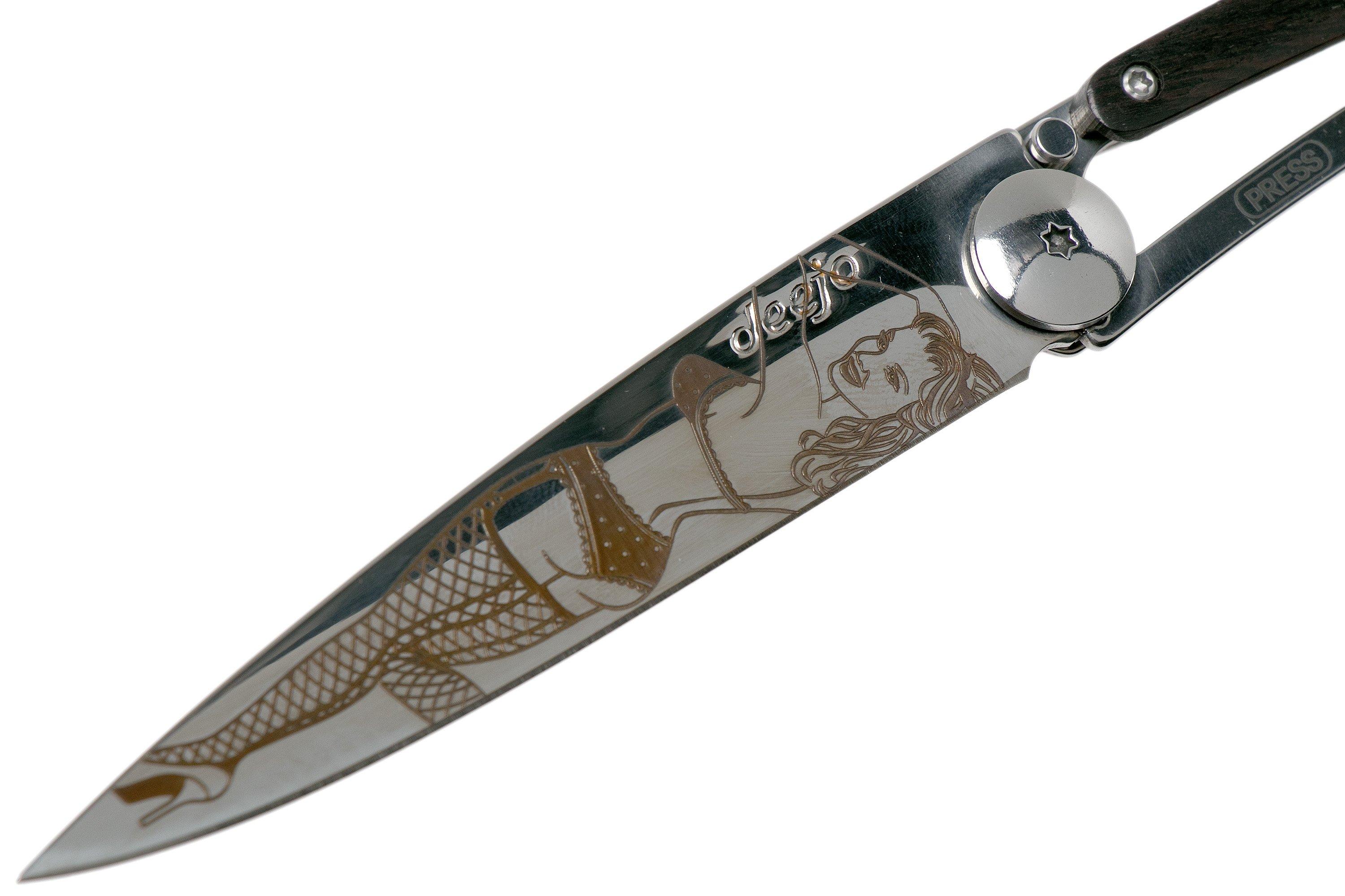 Deejo Tattoo 37g, Mirror Ebony, Pin Up 1AB000100 pocket knife ...