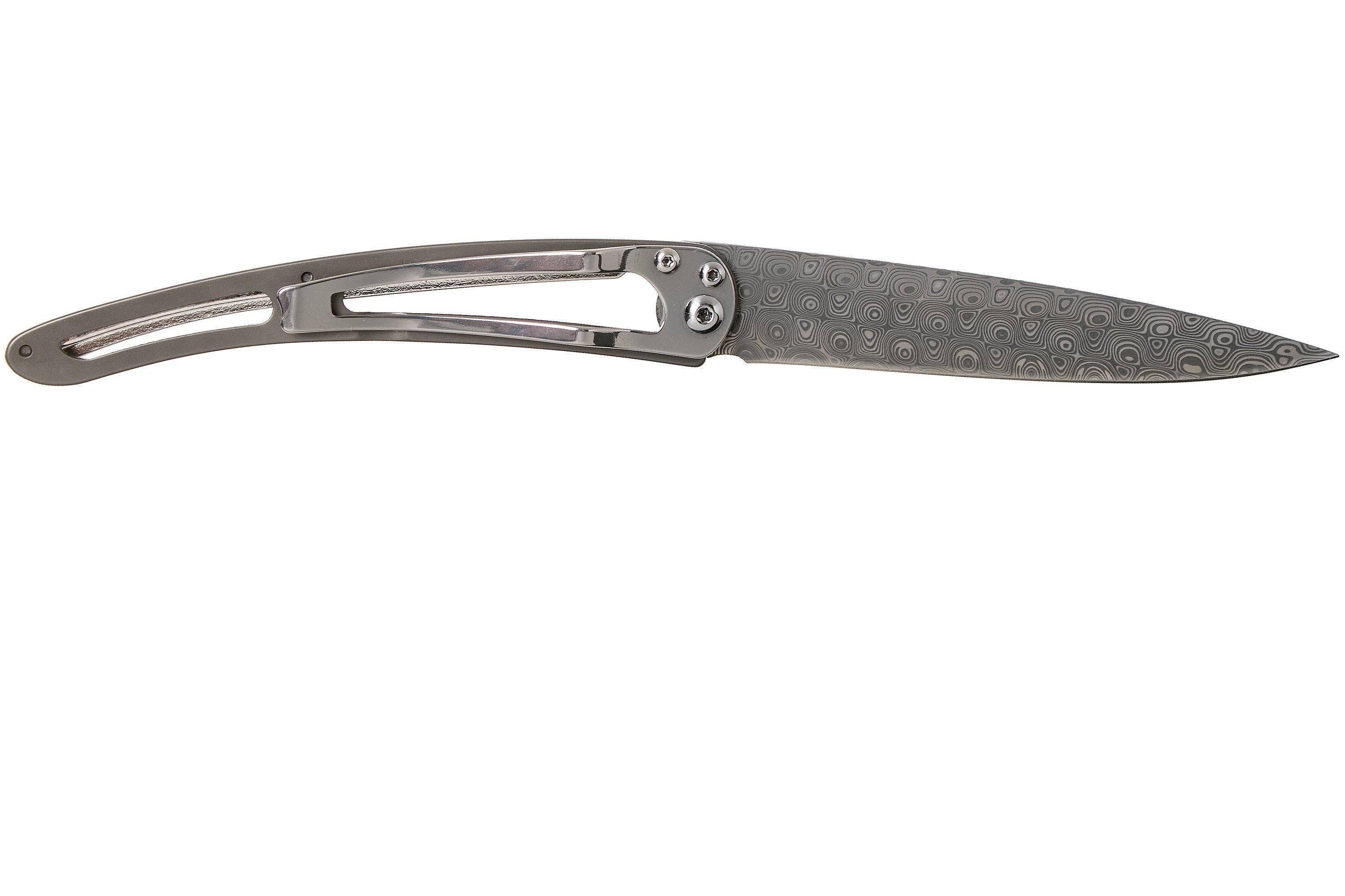 Deejo Prestige Damascus 37g, White Gold Gilded 1DM000001 pocket knife ...