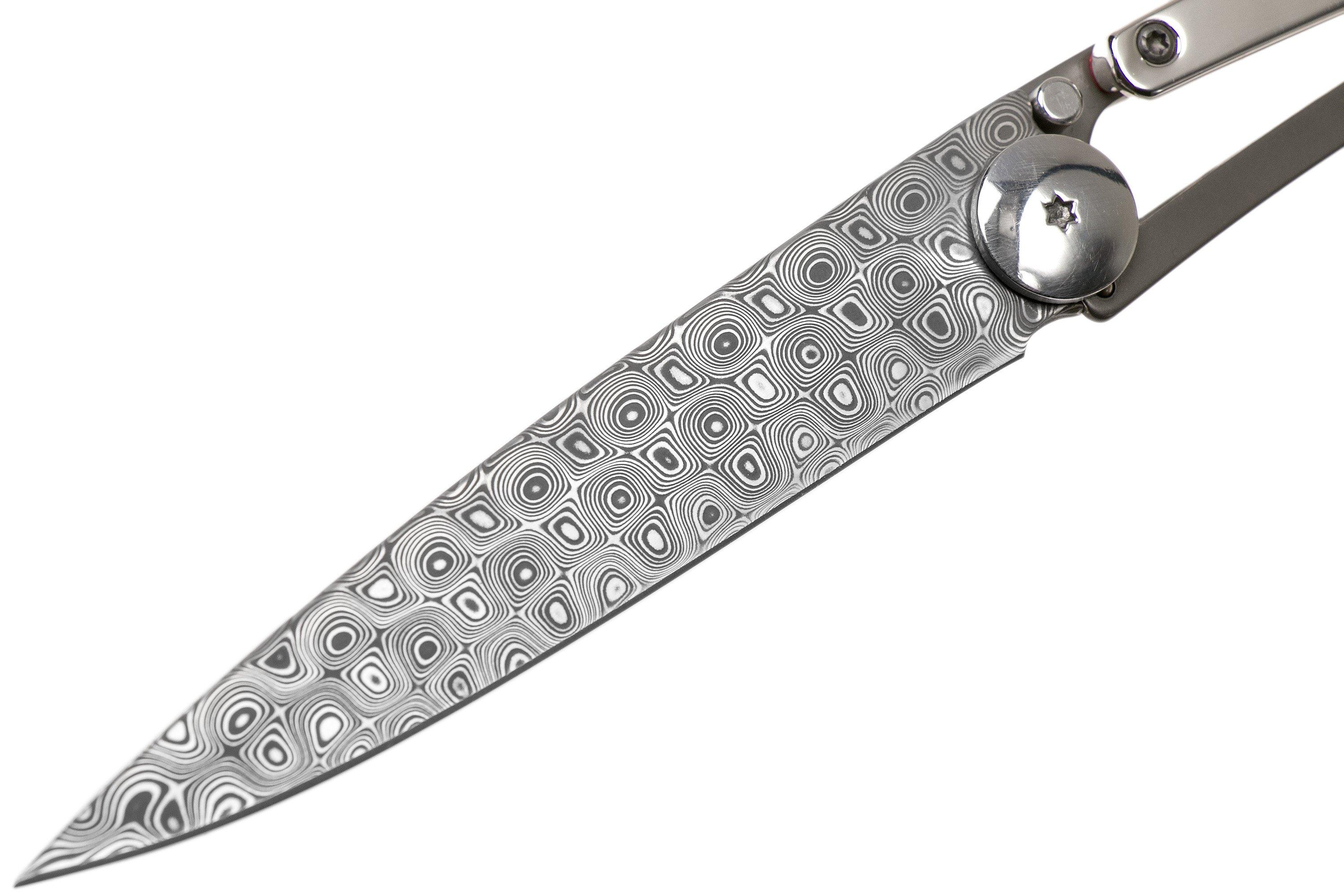 Deejo Prestige Damascus 37g, White Gold Gilded 1DM000001 pocket knife ...