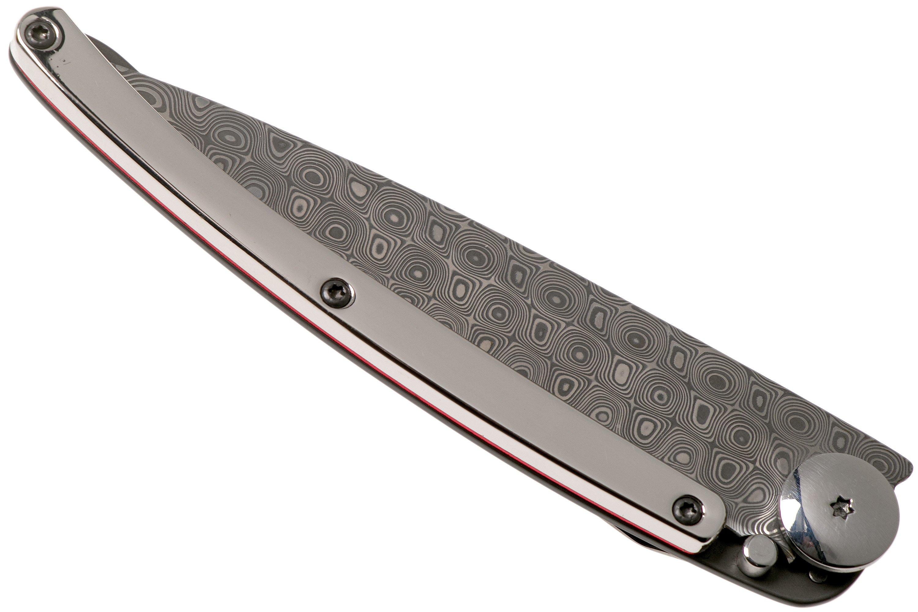 Deejo Prestige Damascus 37g, White Gold Gilded 1DM000001 pocket knife ...