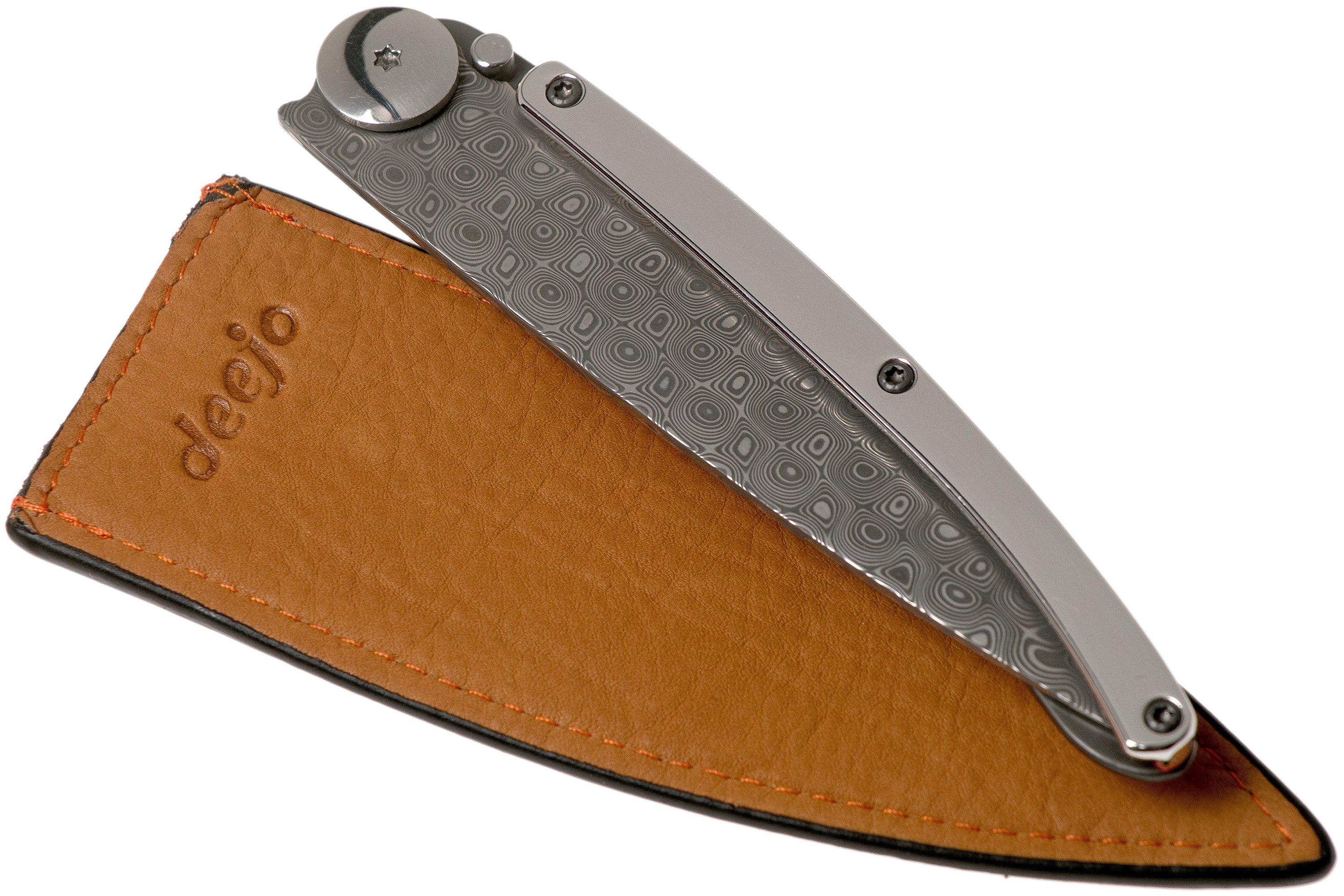 Deejo Prestige Damascus 37g, White Gold Gilded 1DM000001 pocket knife ...