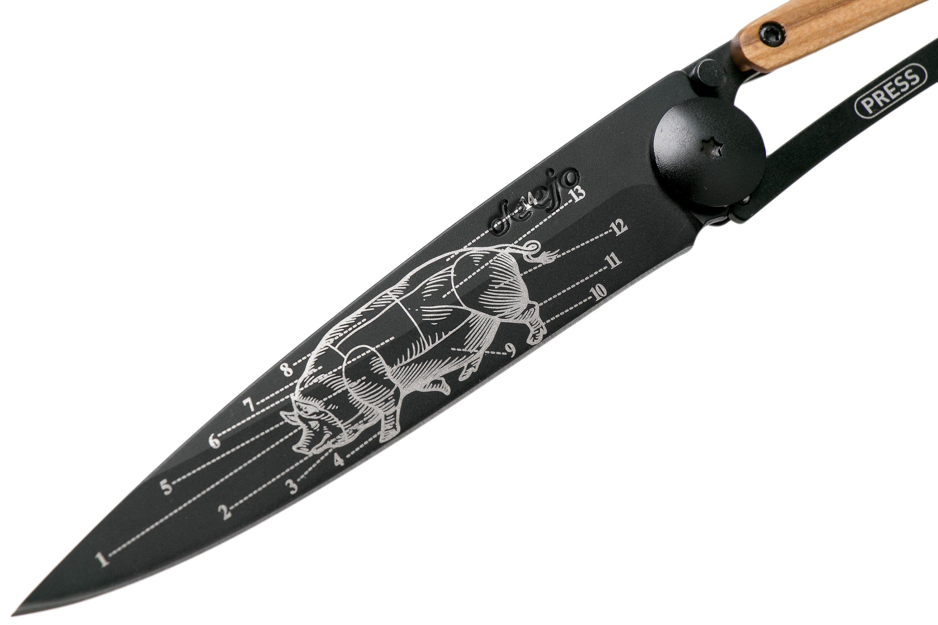 Deejo Tattoo Black 37g, Olive, Primes Cuts 1GB000152 pocket knife ...