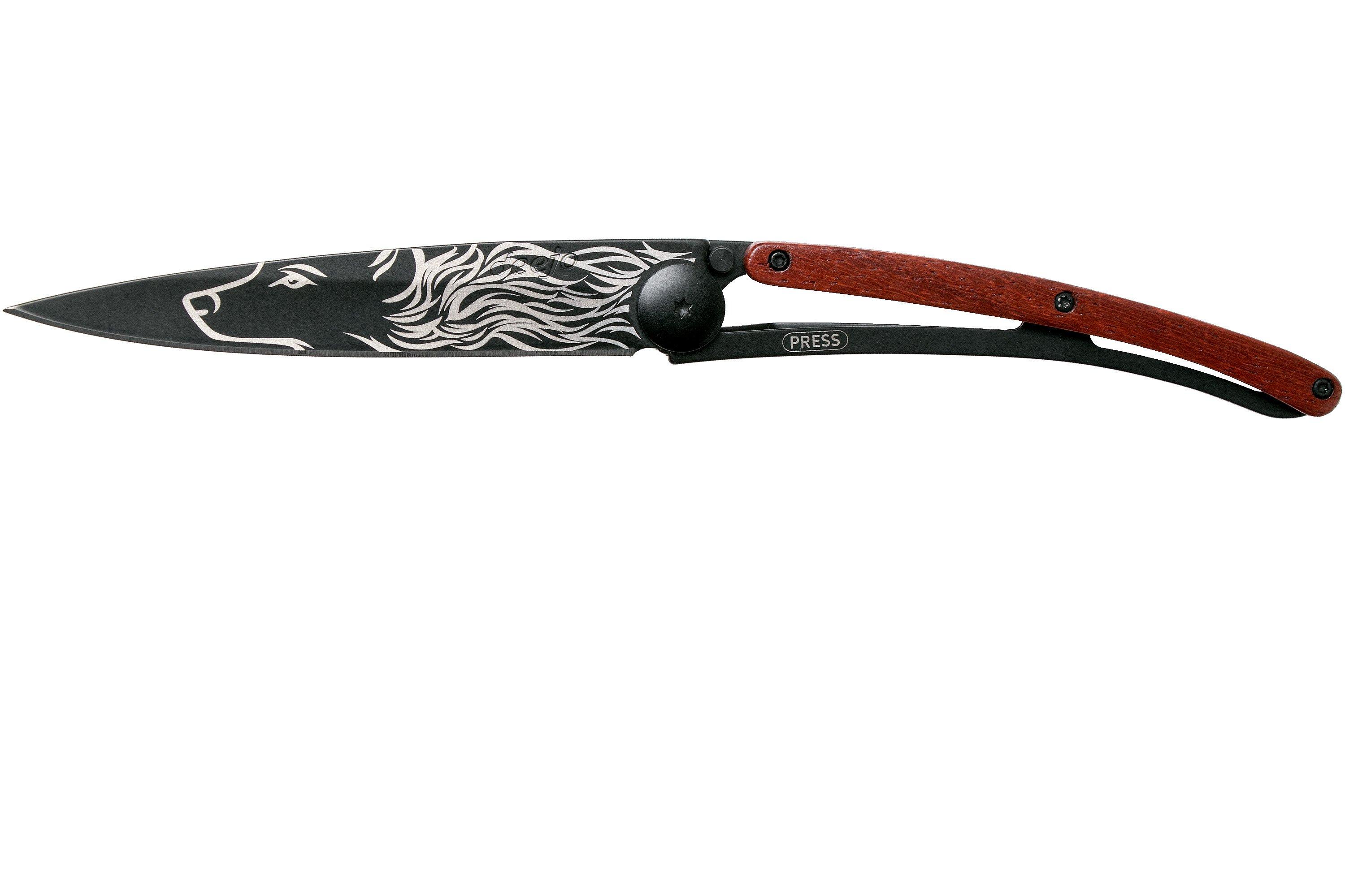 Deejo Tattoo Black 37g, Coral wood, Wolf 1GB100 pocket knife ...