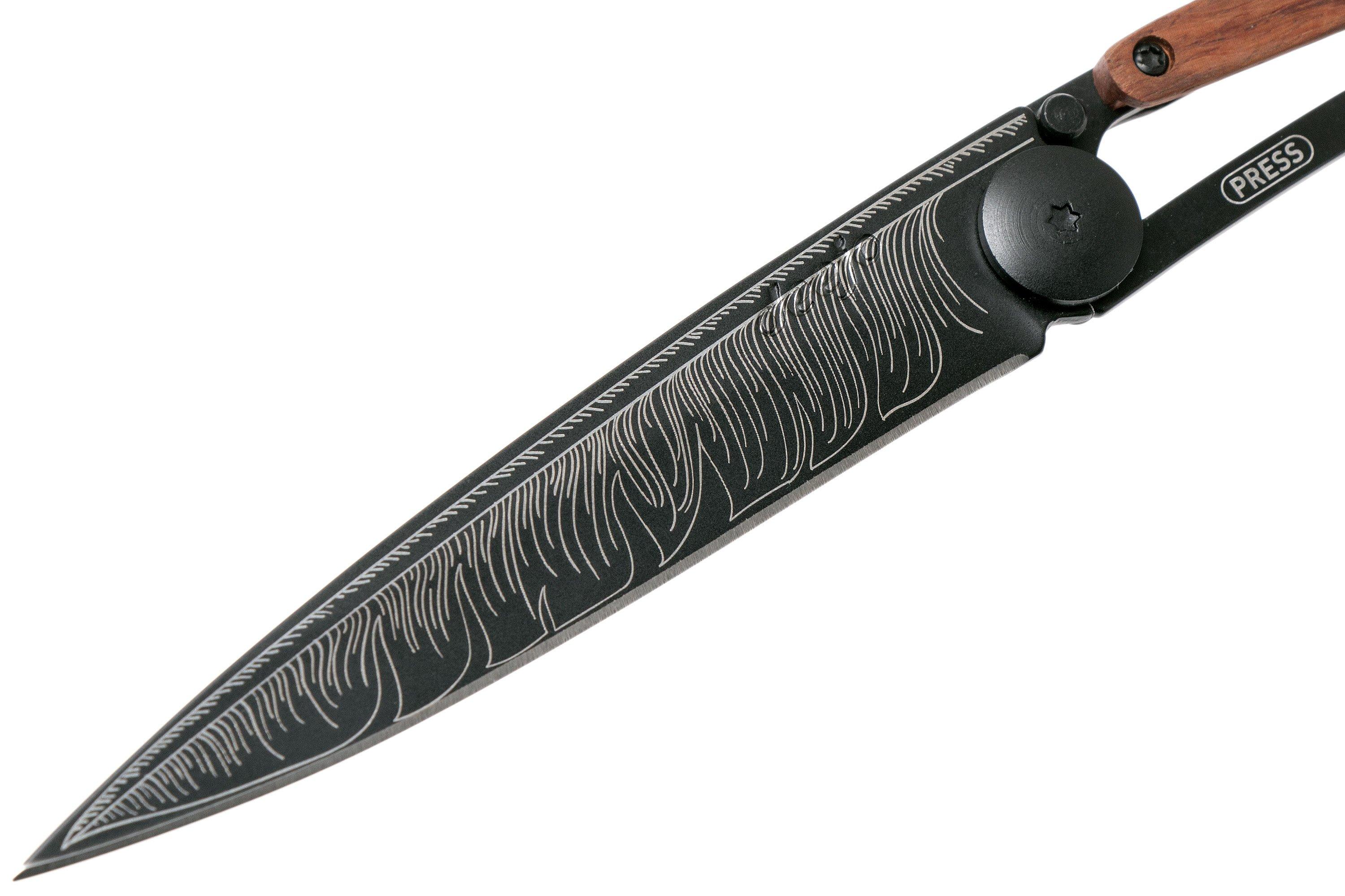 Deejo Tattoo Black 37g, Rosewood, Feather 1GB102-R pocket knife ...