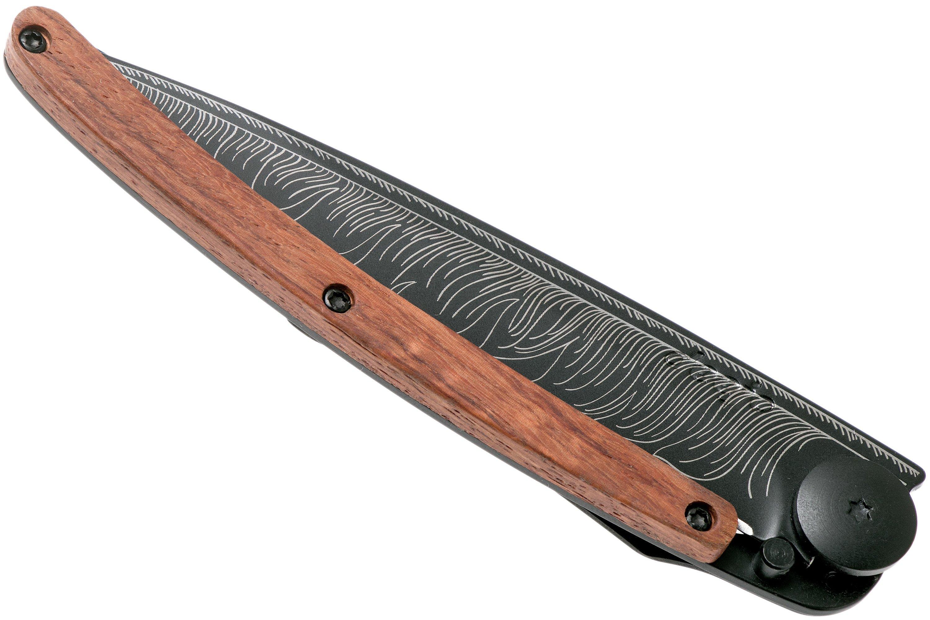 Deejo Tattoo Black 37g, Rosewood, Feather 1GB102-R pocket knife ...