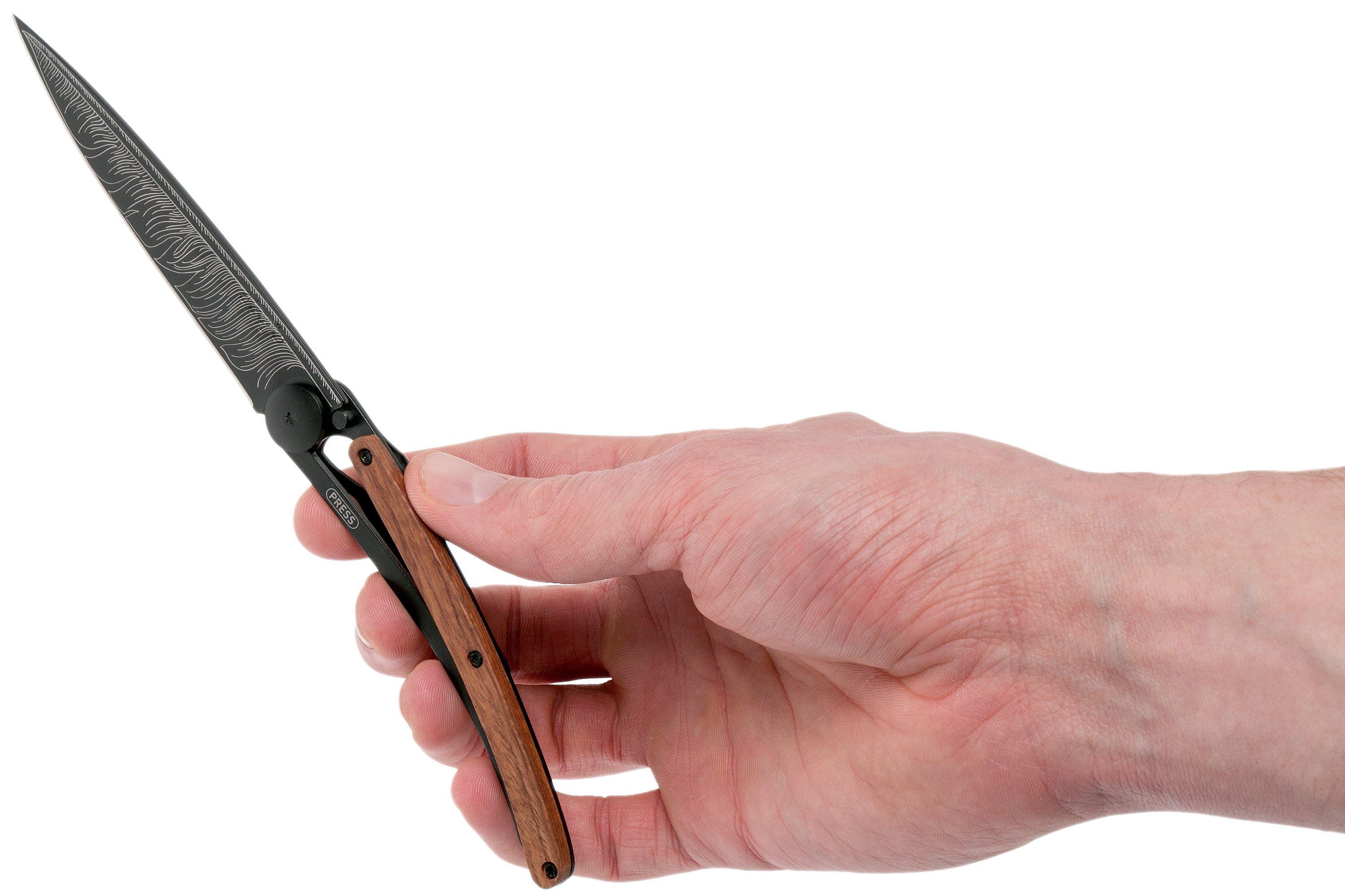 Deejo Tattoo Black 37g, Rosewood, Feather 1GB102-R pocket knife ...