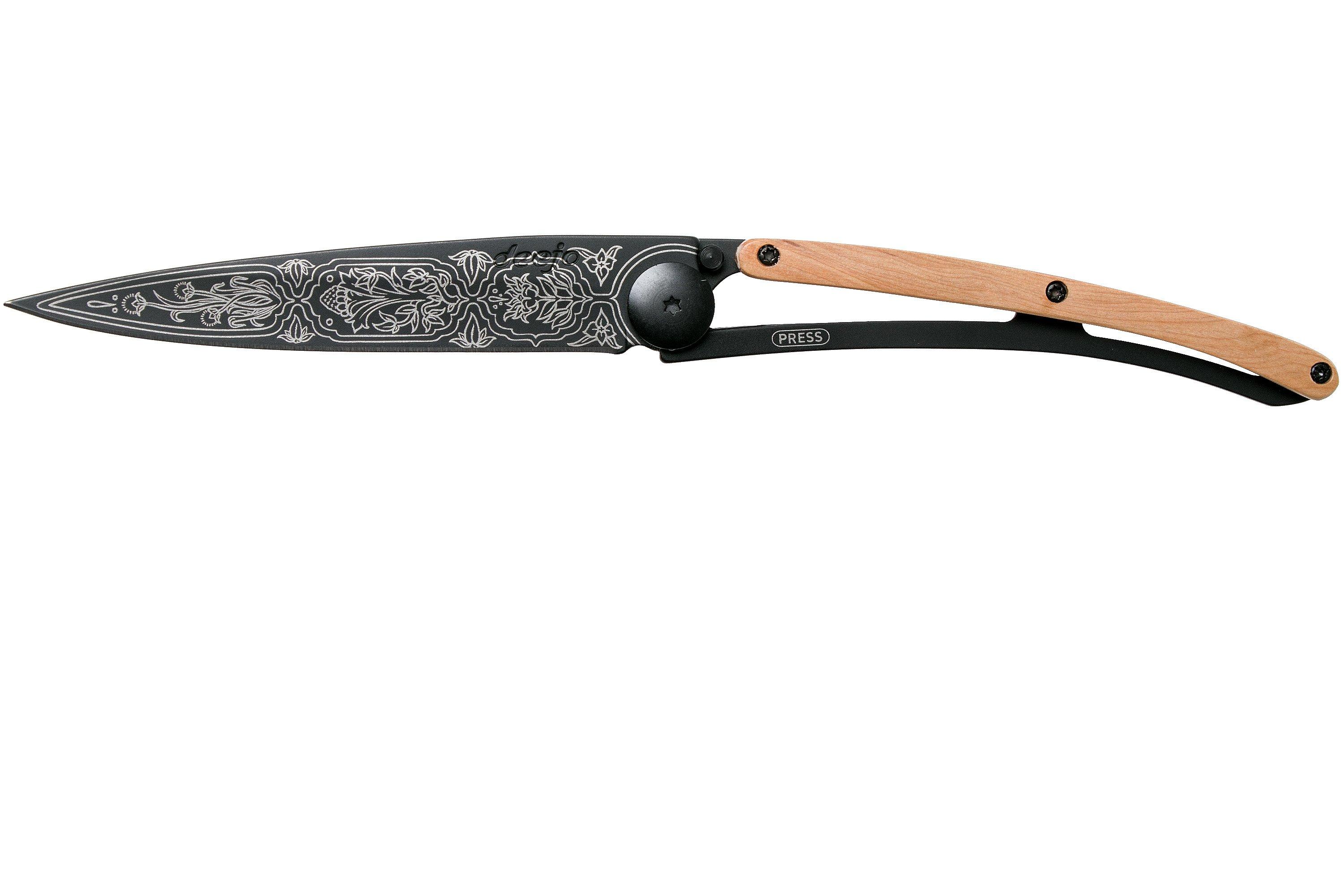 Deejo Tattoo Black 37g, Juniper wood, 1920 1GB104 pocket knife ...