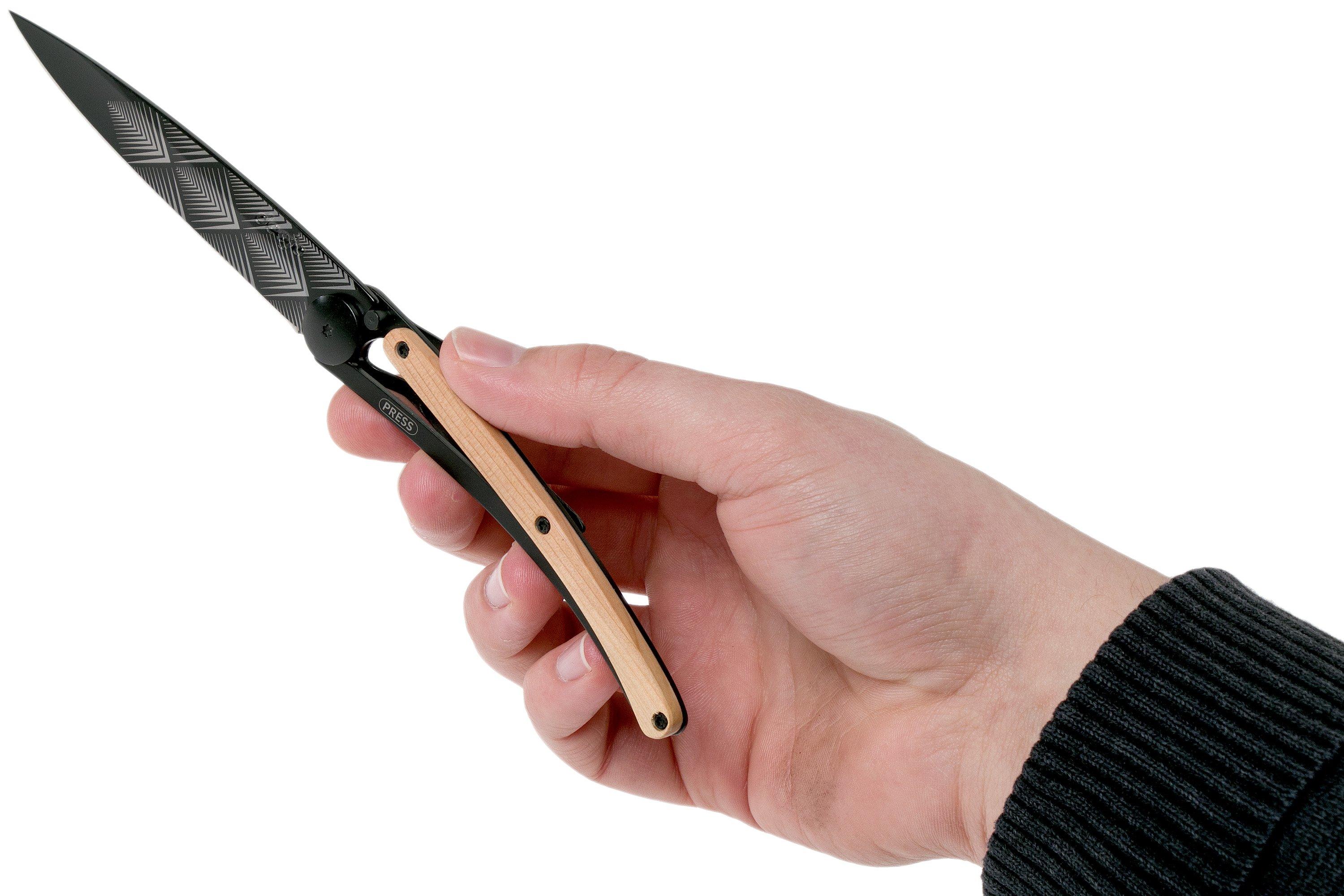 Deejo Tattoo Black 37g, Juniper wood, Art Deco 1GB105 pocket knife ...