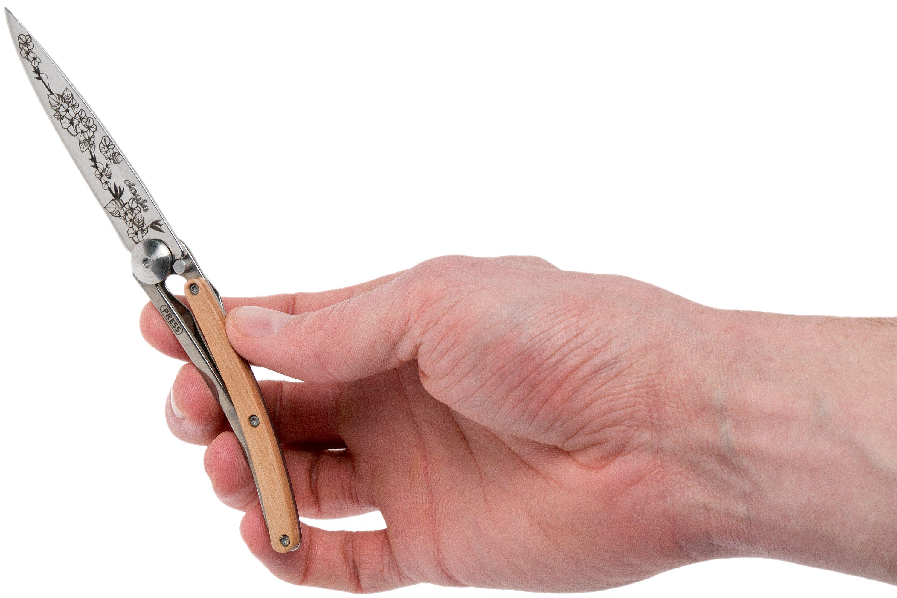Deejo Tattoo 27g, Juniper wood, Cherry Blossom 9AB022 pocket knife ...