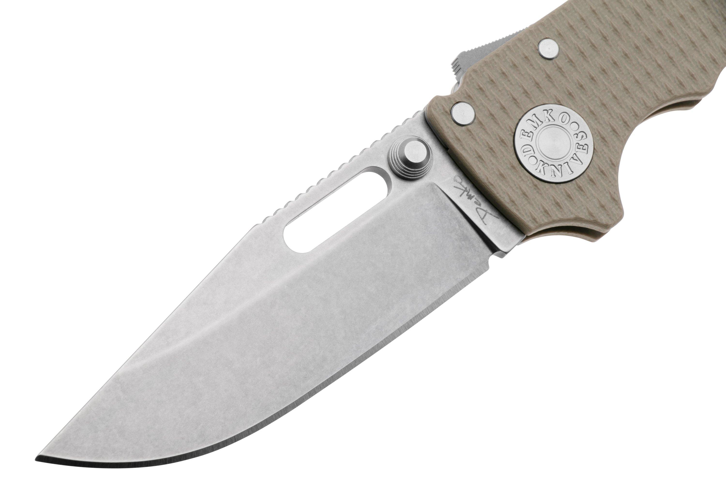 Demko Knives AD20.5 Shark-Lock CPM 3V Clip Point AD205-3V-CTCP Coyote ...