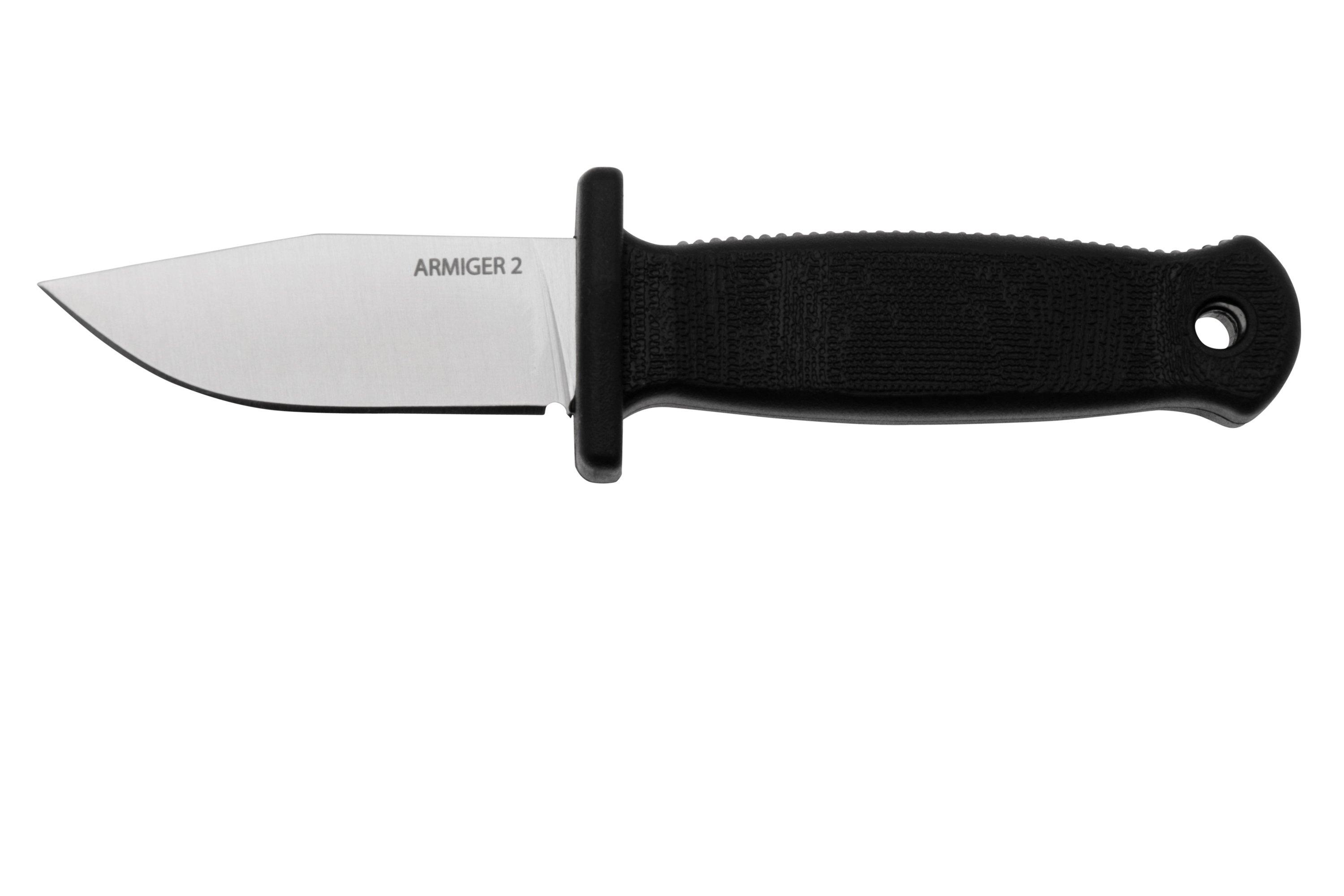 Demko Knives Armiger 2 Clip Point ARM2-4034SS-CP Black TPR, Neck Knife ...