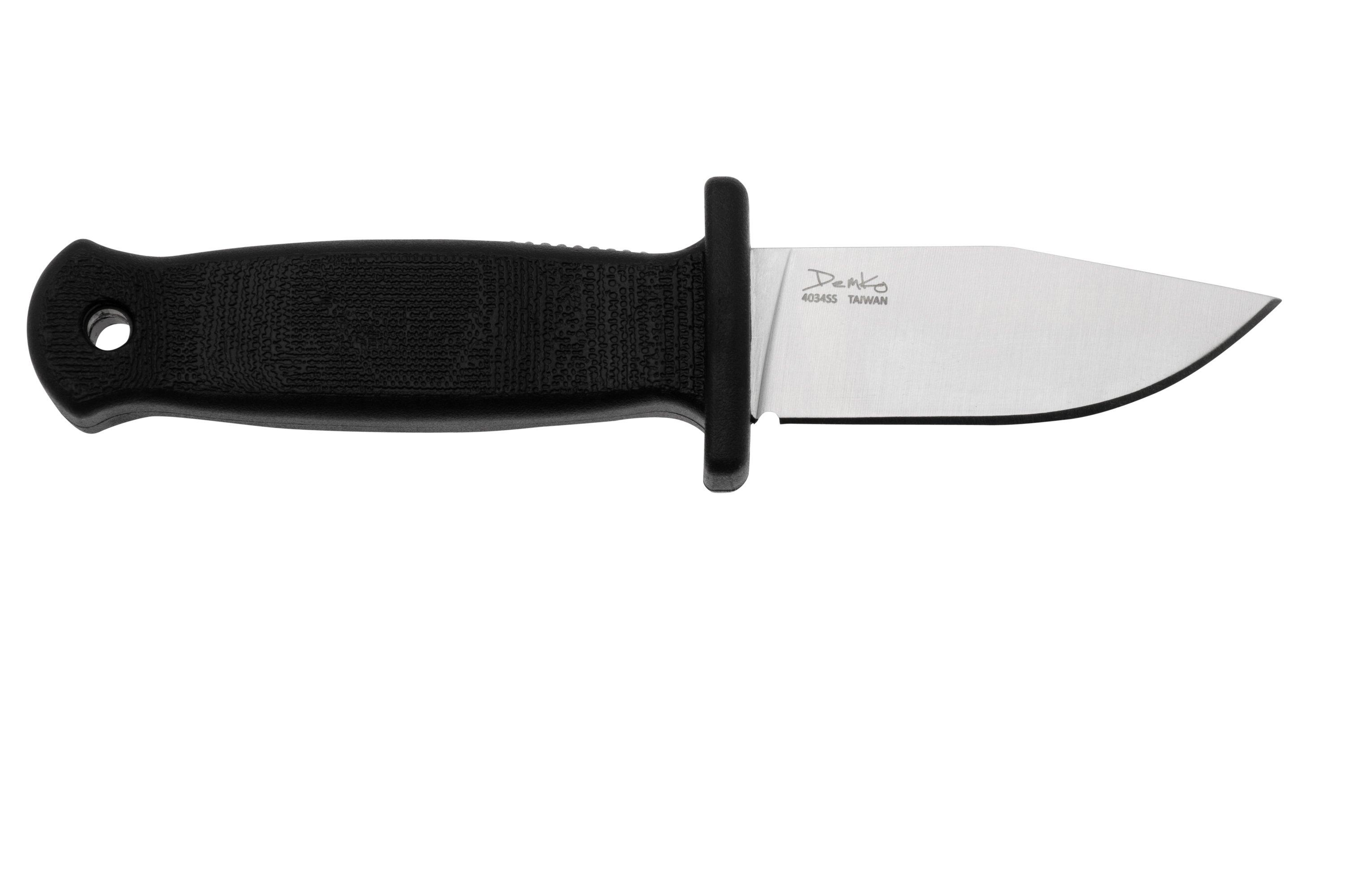 Demko Knives Armiger 2 Clip Point ARM2-4034SS-CP Black TPR, neck knife ...