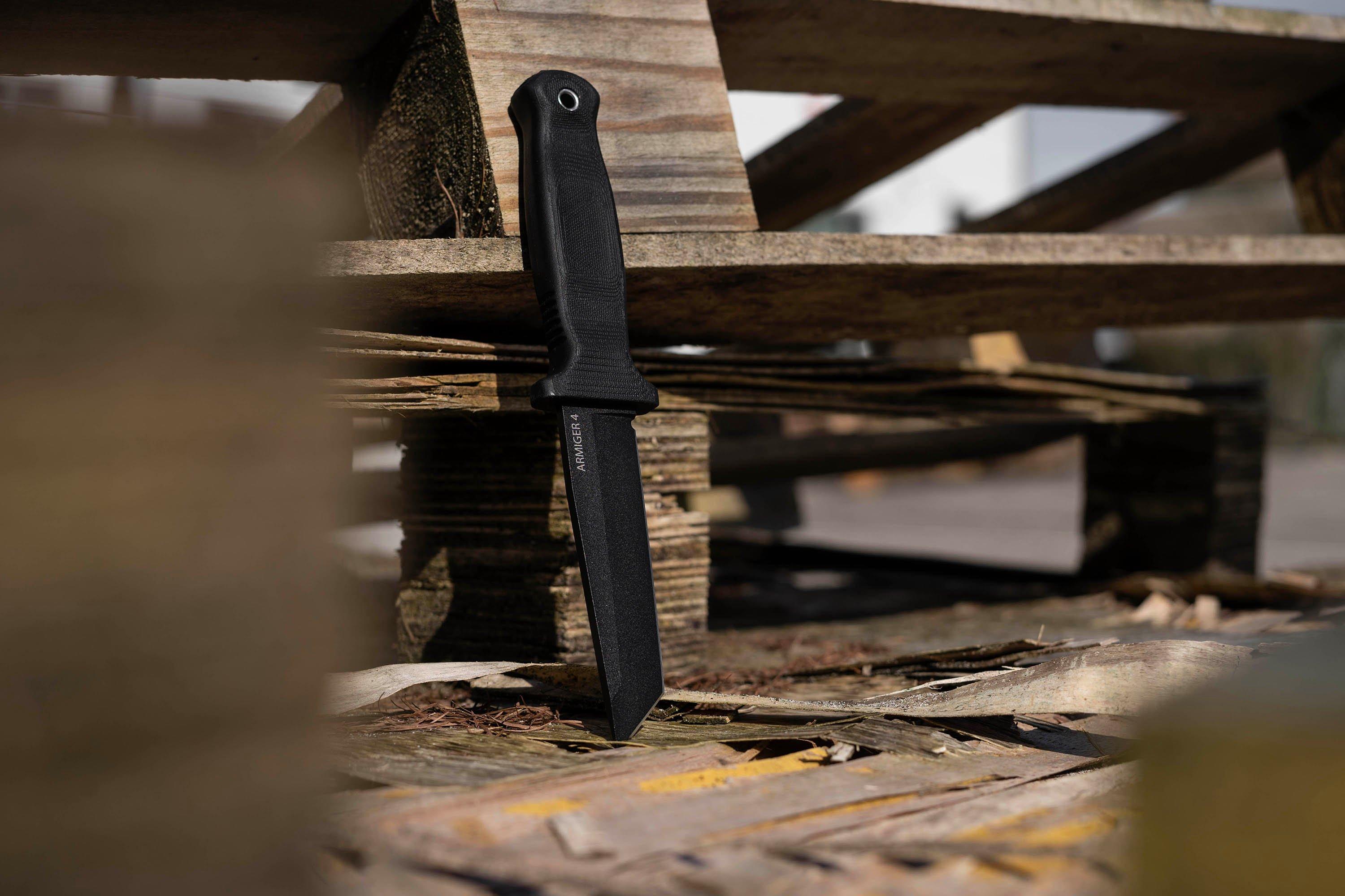 Demko Knives Armiger 4 Tanto Point ARM4-80CrV2-BLK-TP Black TPR ...