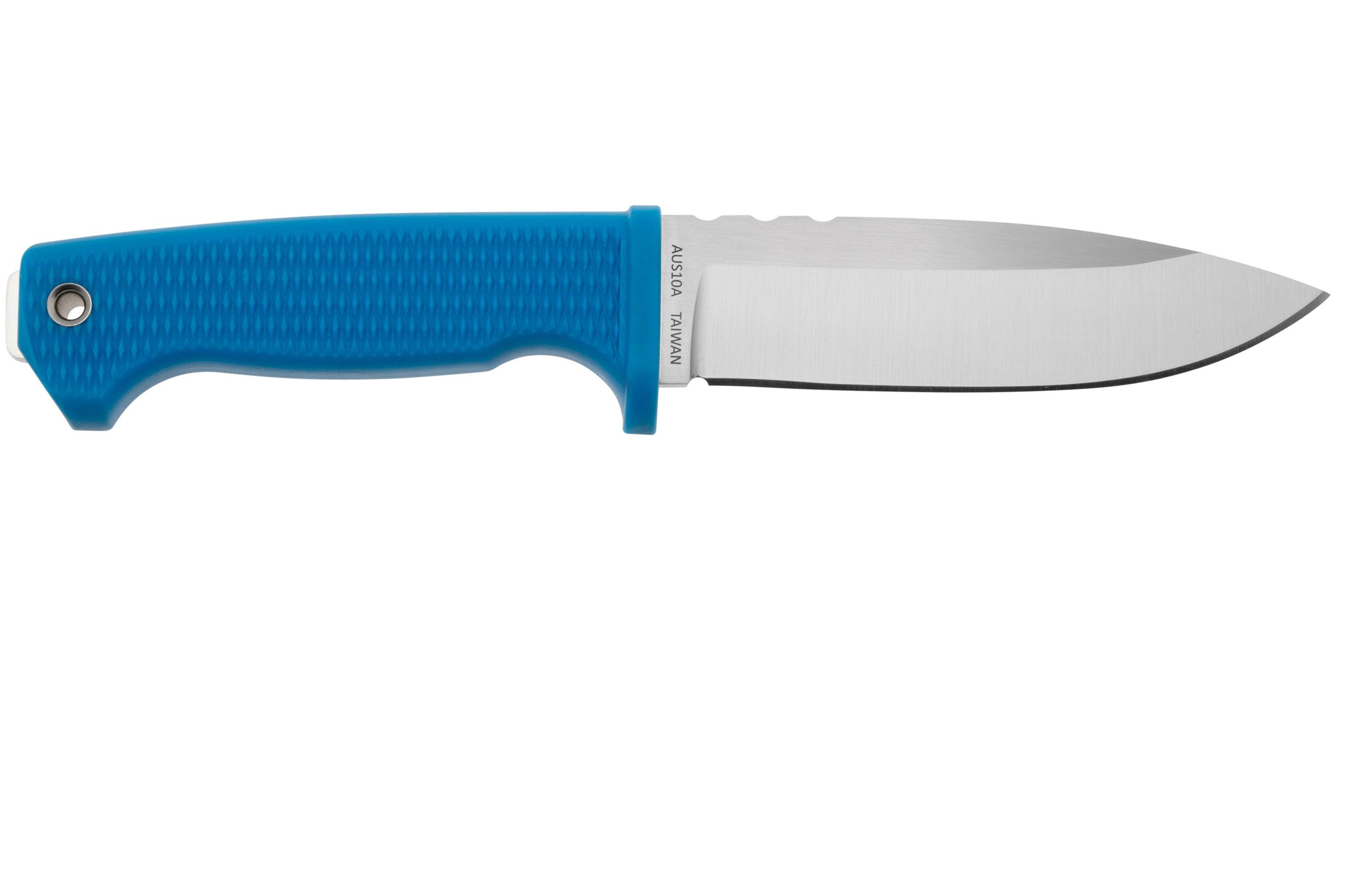 Demko Knives FreeReign AUS10A Drop Point FR-10A-BLU Blue Rubber ...