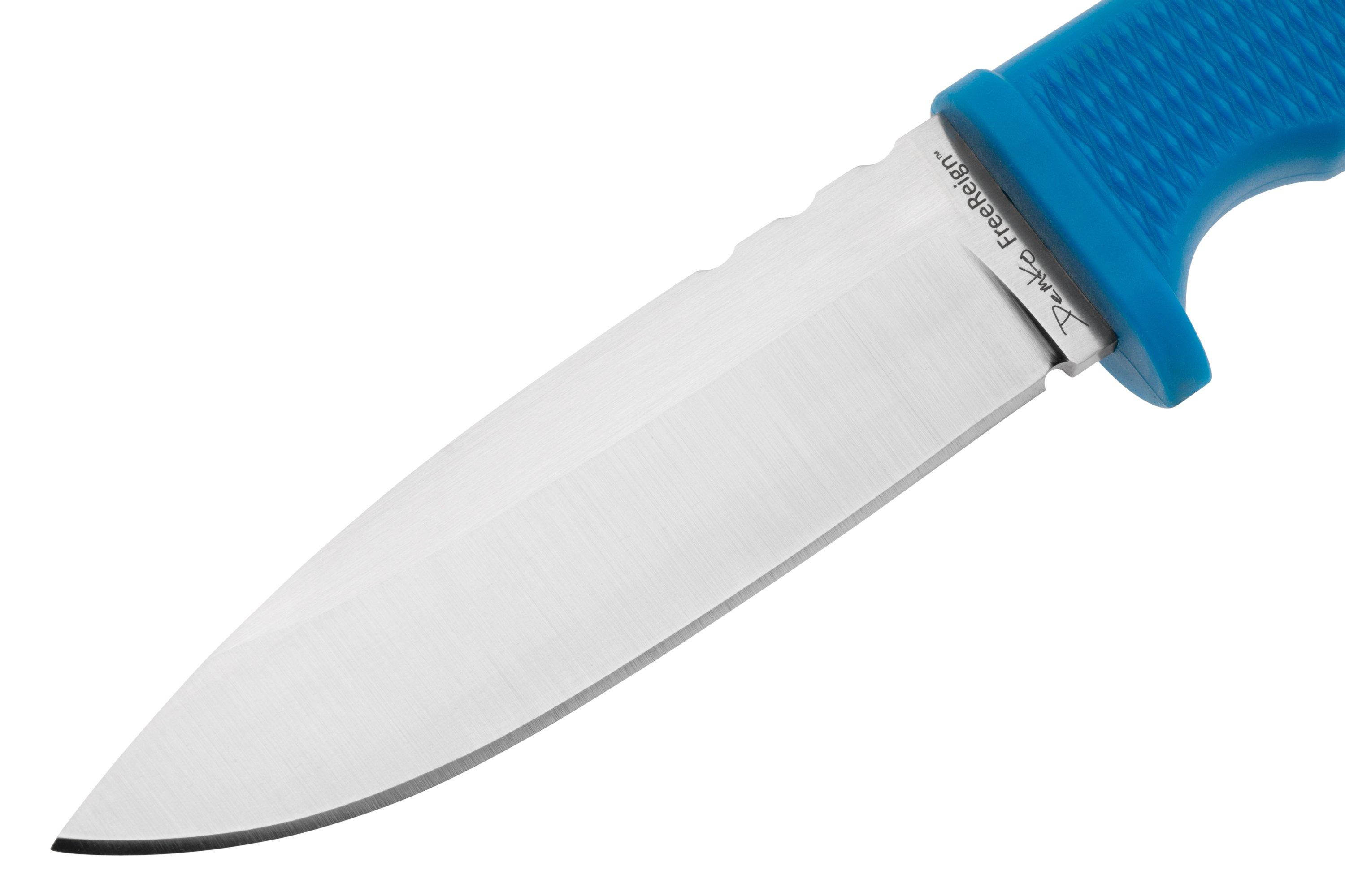 Demko Knives FreeReign AUS10A Drop Point FR-10A-BLU Blue Rubber ...