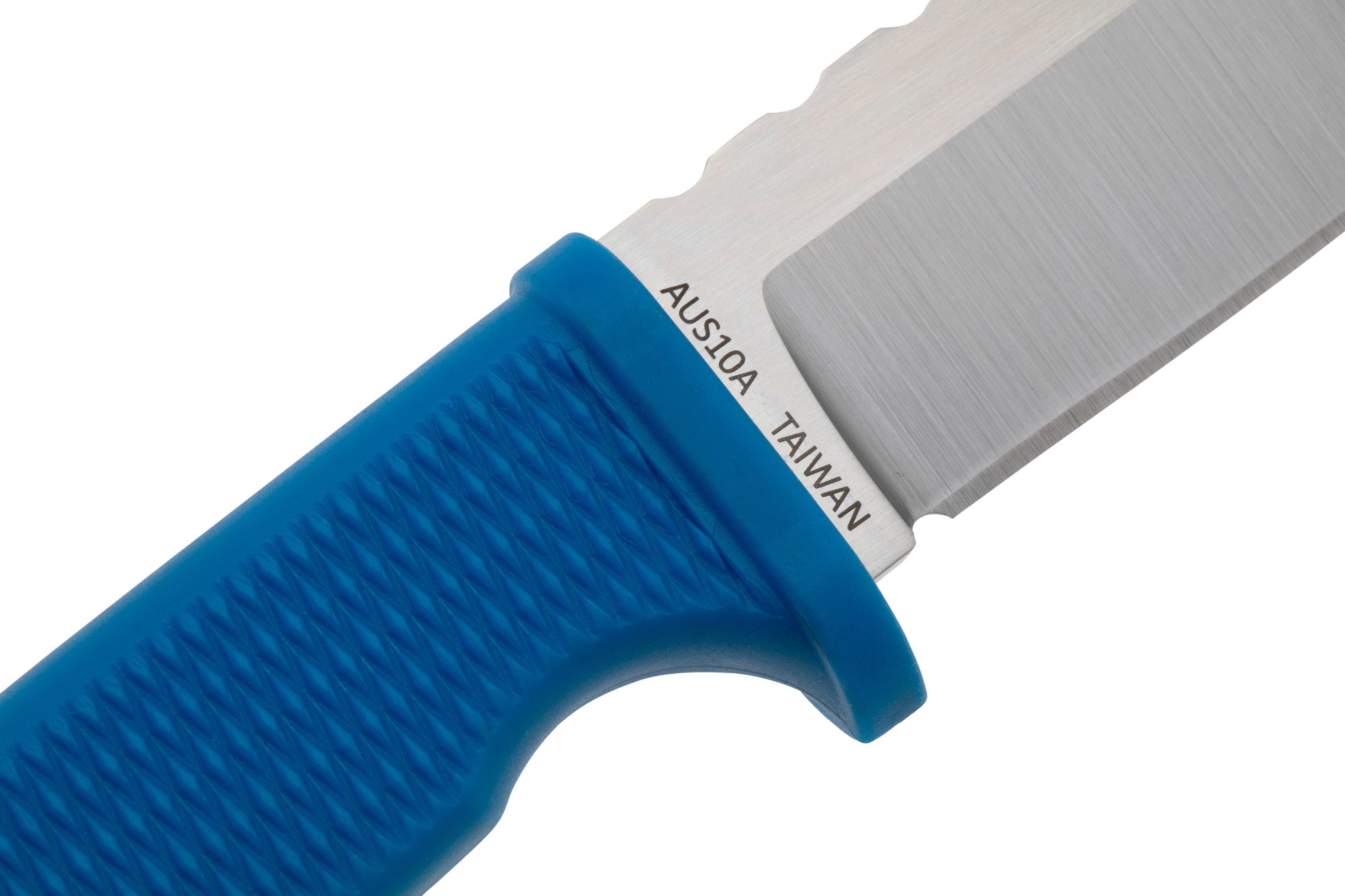 Demko Knives FreeReign AUS10A Drop Point FR-10A-BLU Blue Rubber ...