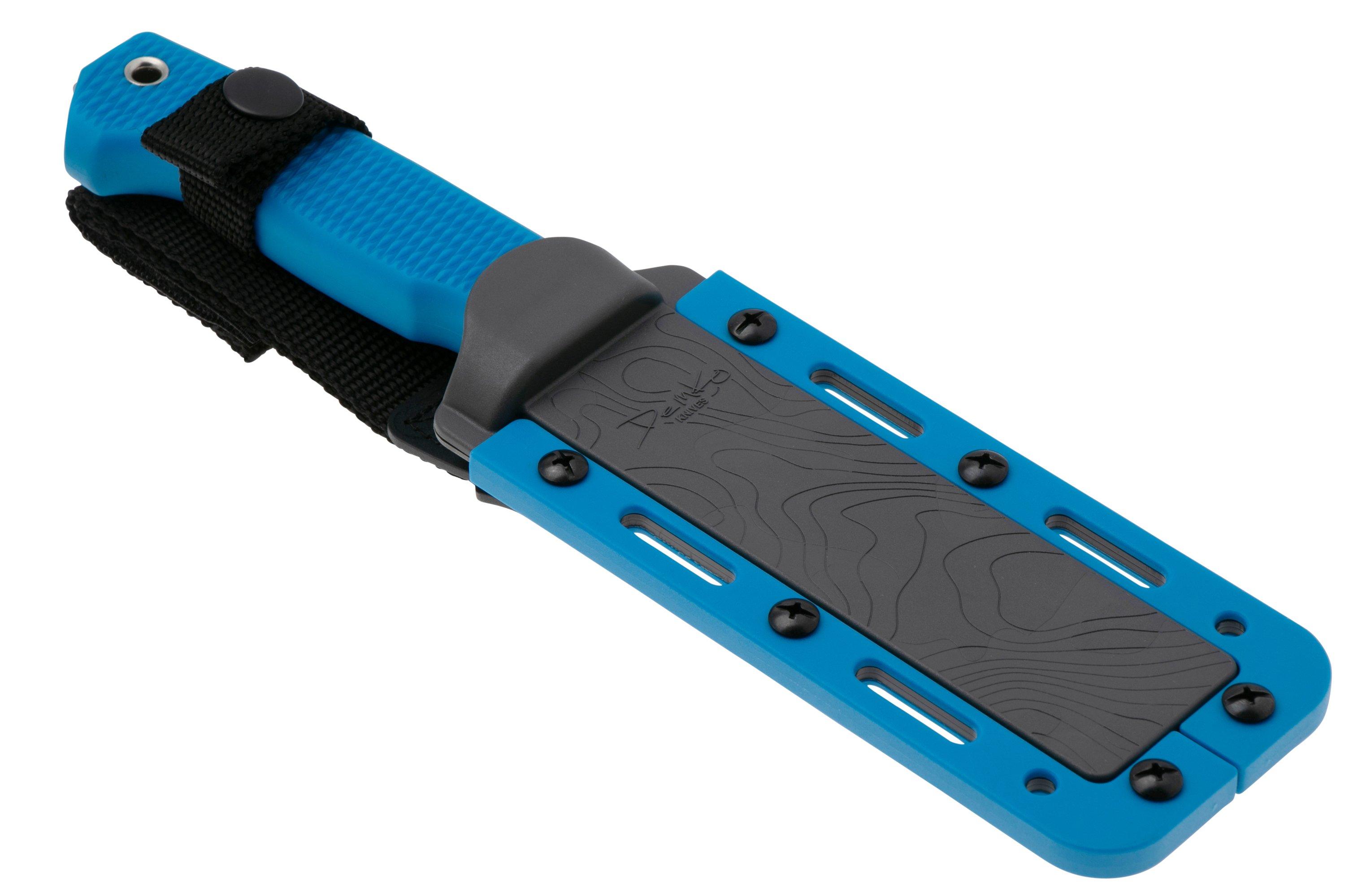 Demko Knives FreeReign AUS10A Drop Point FR-10A-BLU Blue Rubber ...