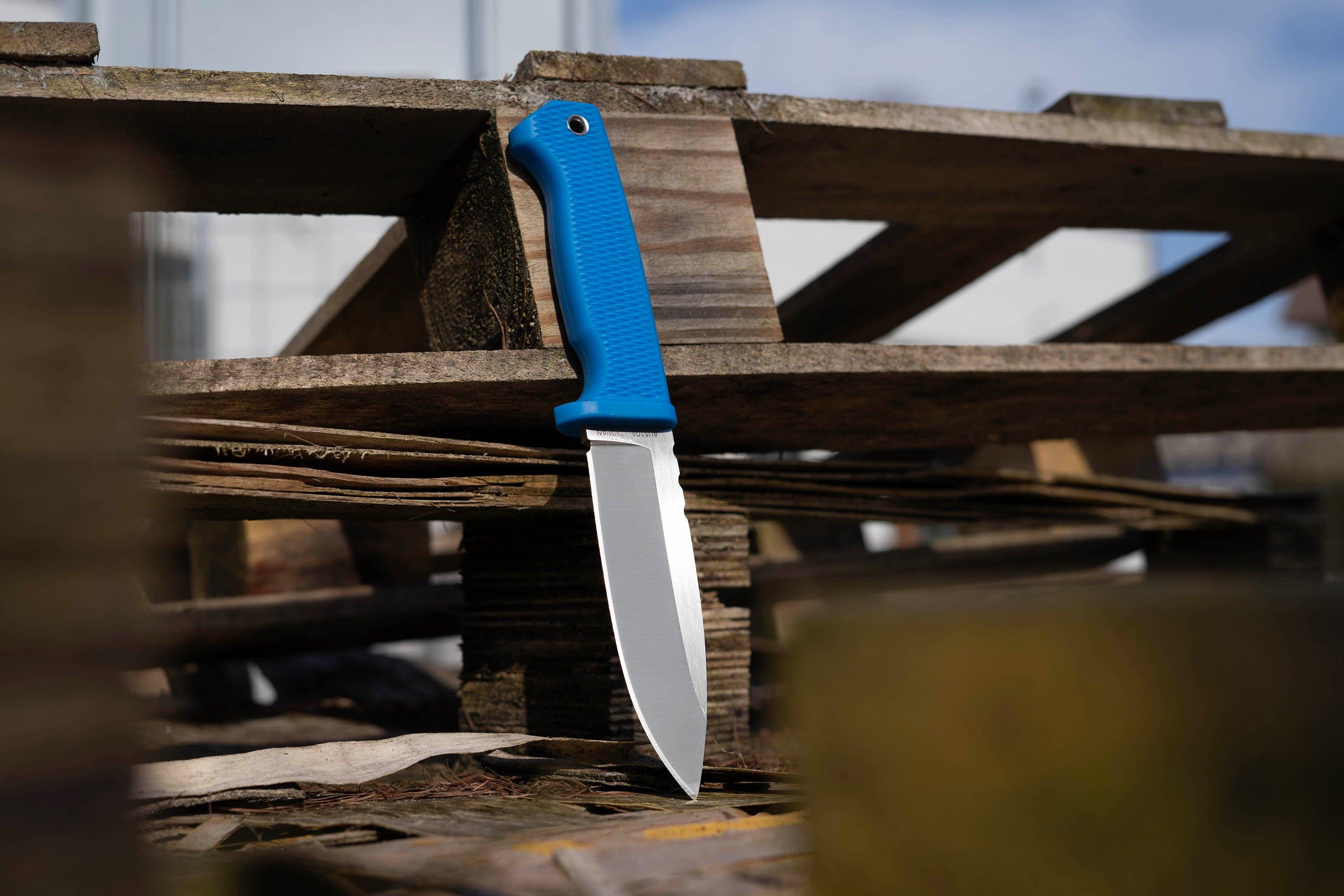 Demko Knives FreeReign AUS10A Drop Point FR-10A-BLU Blue Rubber ...