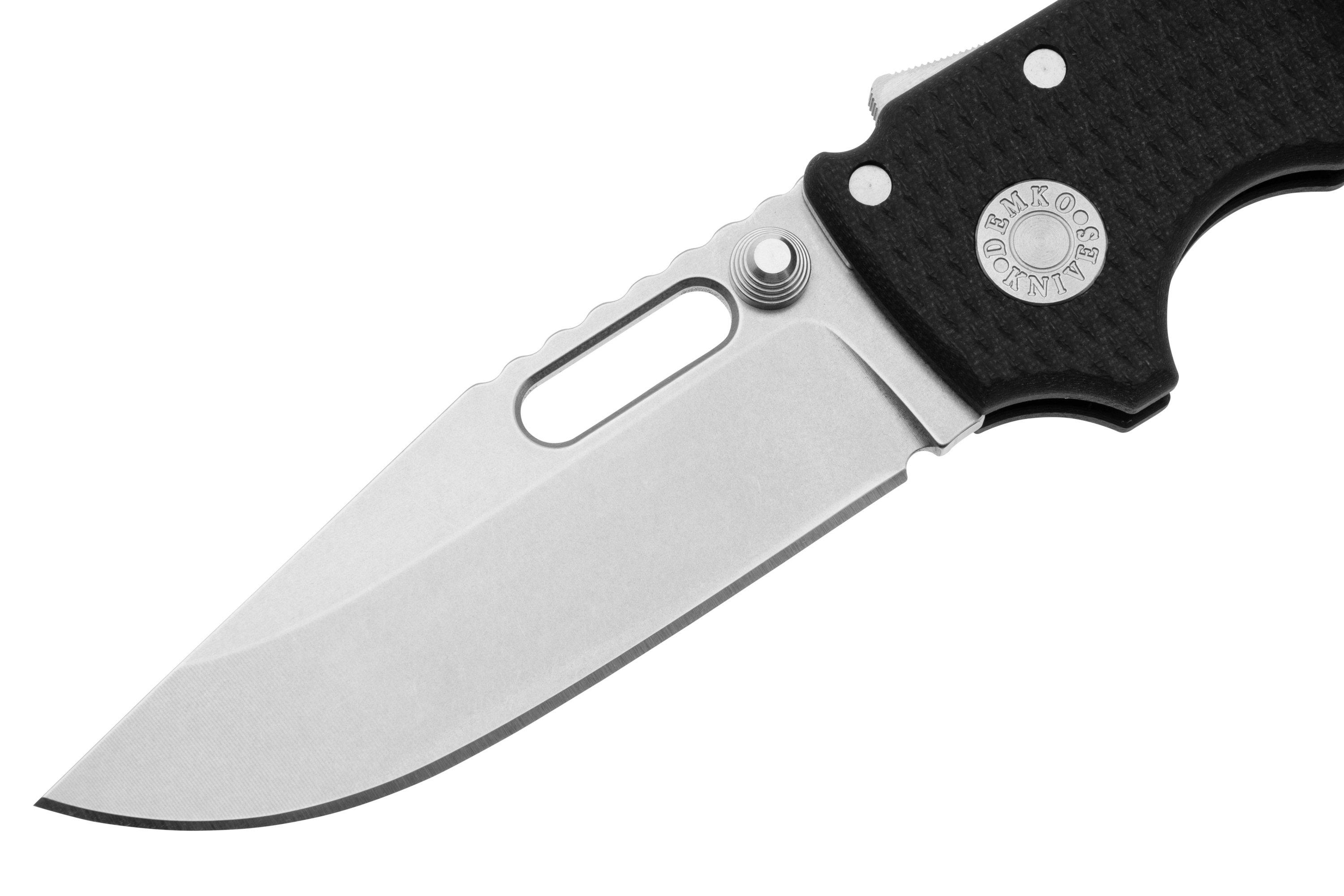 Demko Knives MG AD20S Shark-Lock, CPM 20CV Clip Point MGAD20S-BLK Black ...