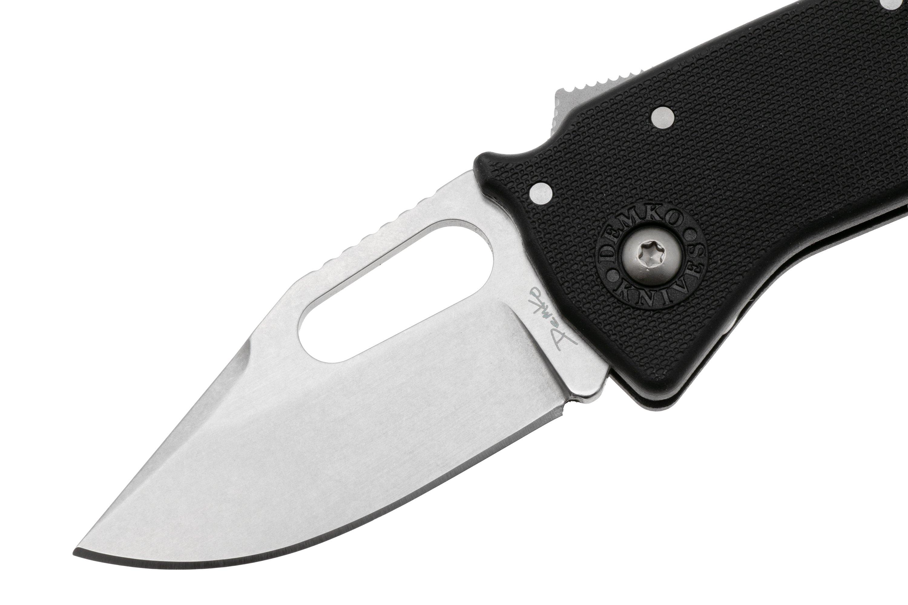 Demko Nano-Shark, NANO-10A-BLACK GRN-CP, Stonewashed AUS-10A Clip Point ...