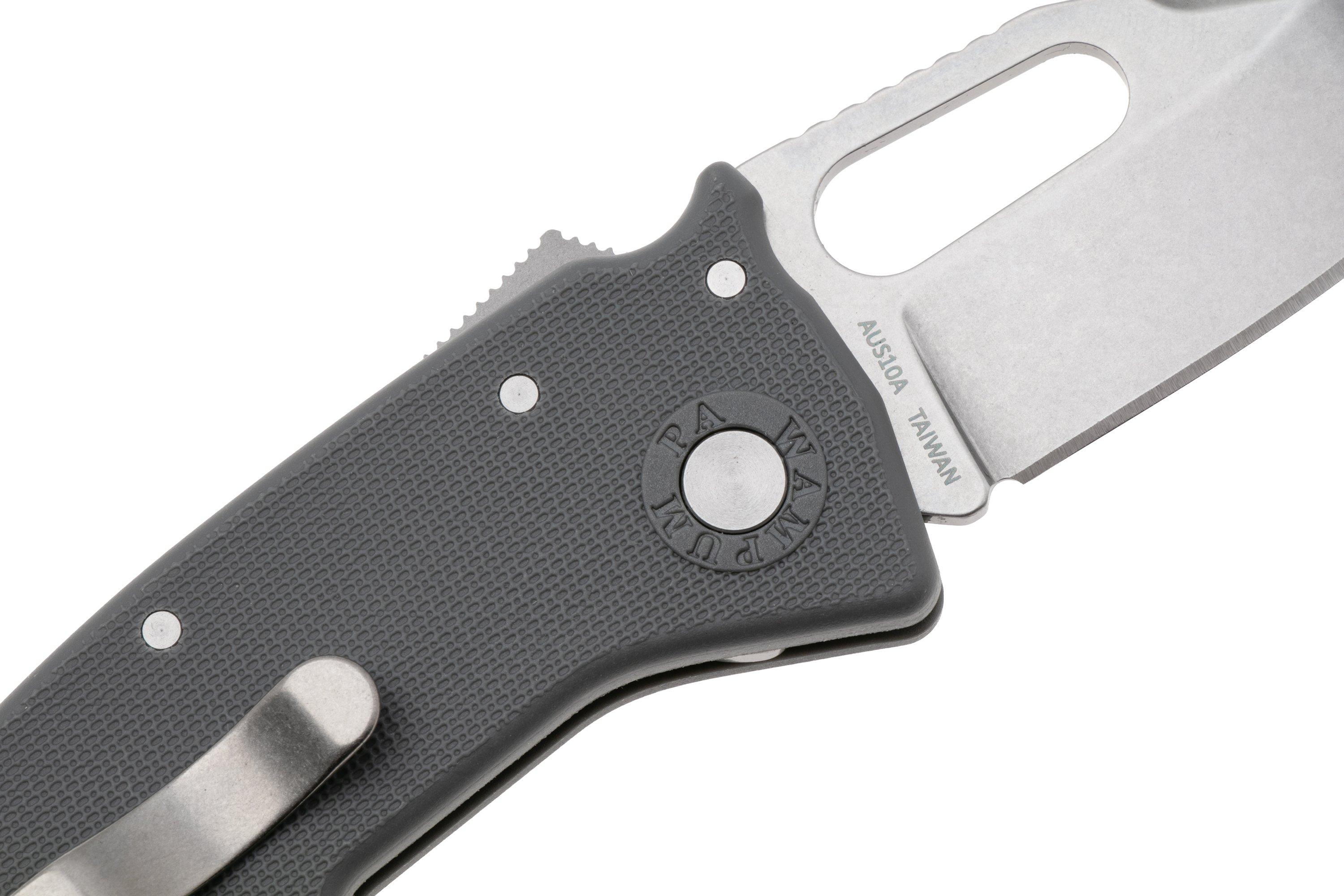 Demko Nano-Shark, NANO-10A-GREY GRN-CP, Stonewashed AUS-10A Clip Point ...