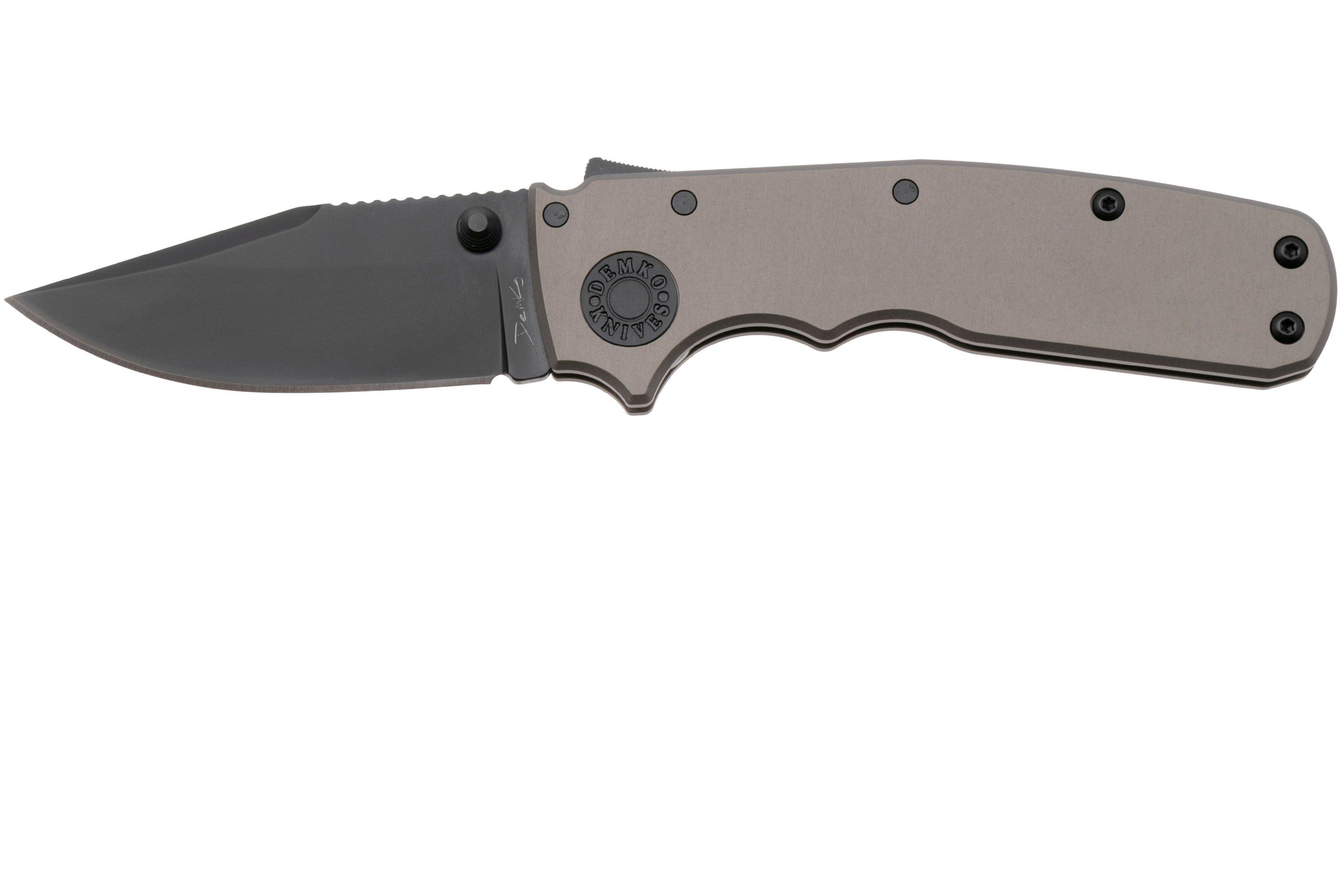 Demko Knives Shark-Cub Shark-Lock Clip Point SC-20CV-ALUM-AG-CP Artillery Grey Anodized ...