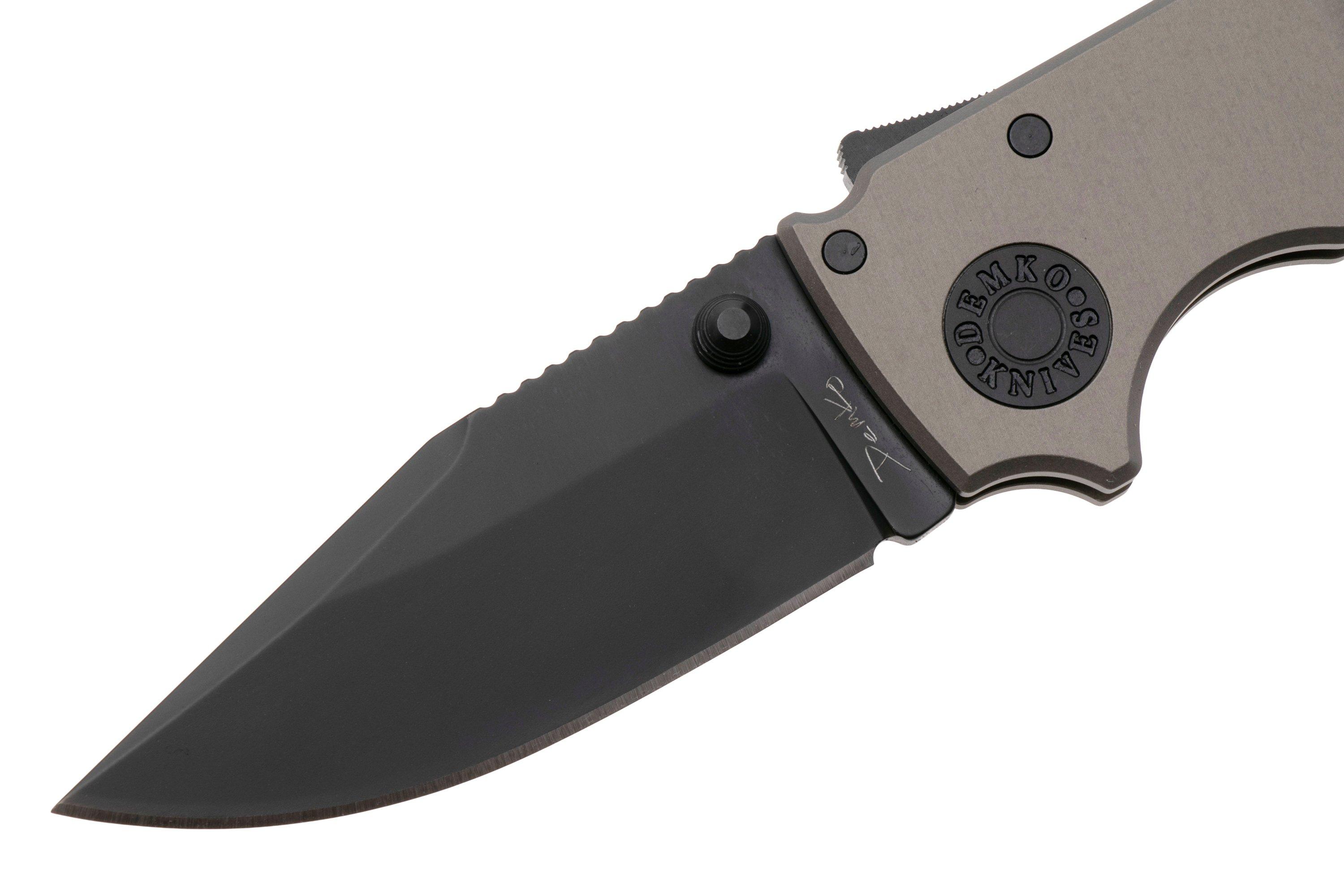 Demko Knives Shark-Cub Shark-Lock Clip Point SC-20CV-ALUM-AG-CP Artillery Grey Anodized ...