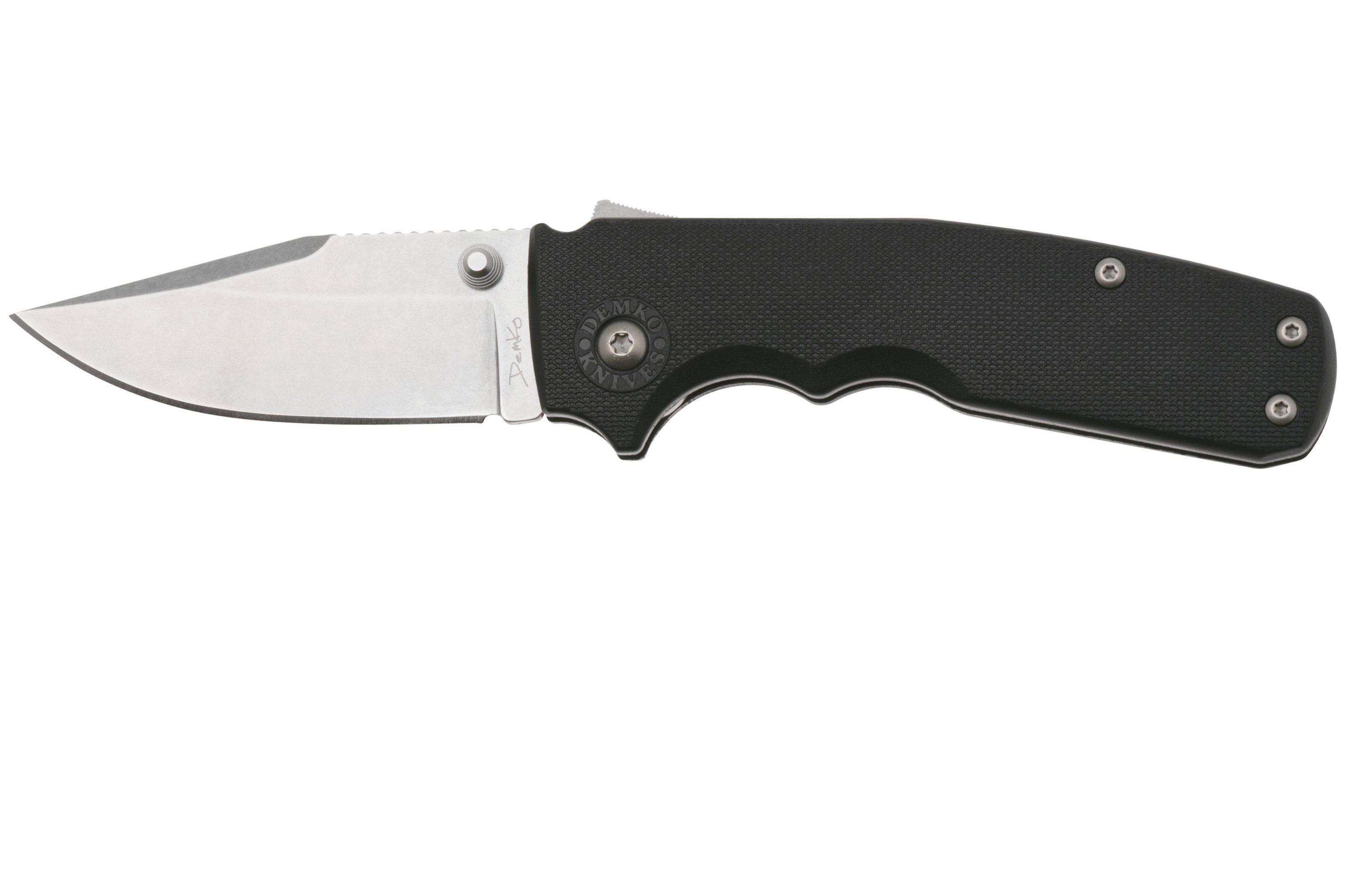 Demko Shark-Cub Shark-Lock Clip Point SC-GRN-BLK-CLIP, AUS10A, Black GRN, pocket knife ...