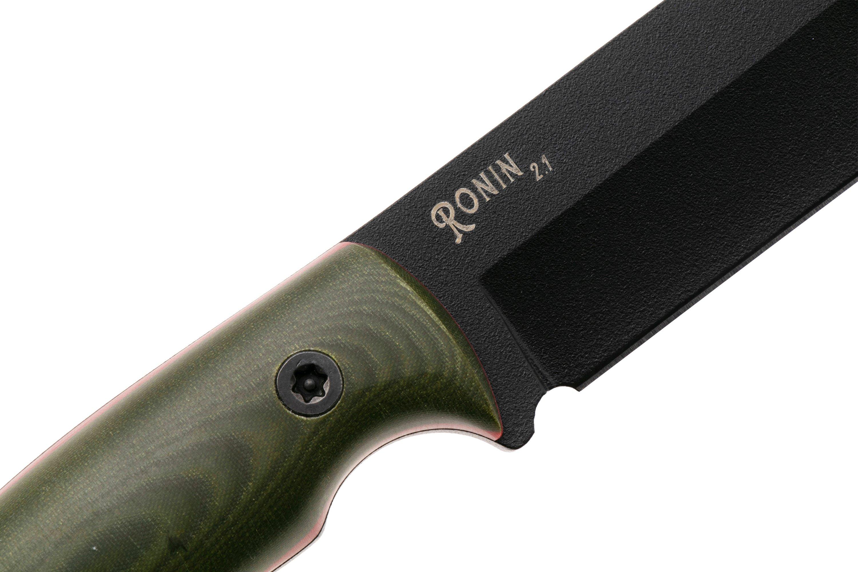 Doble O Knives Ronin 2.1 Forest Warrior R02101, Black Cerakote Sleipner ...